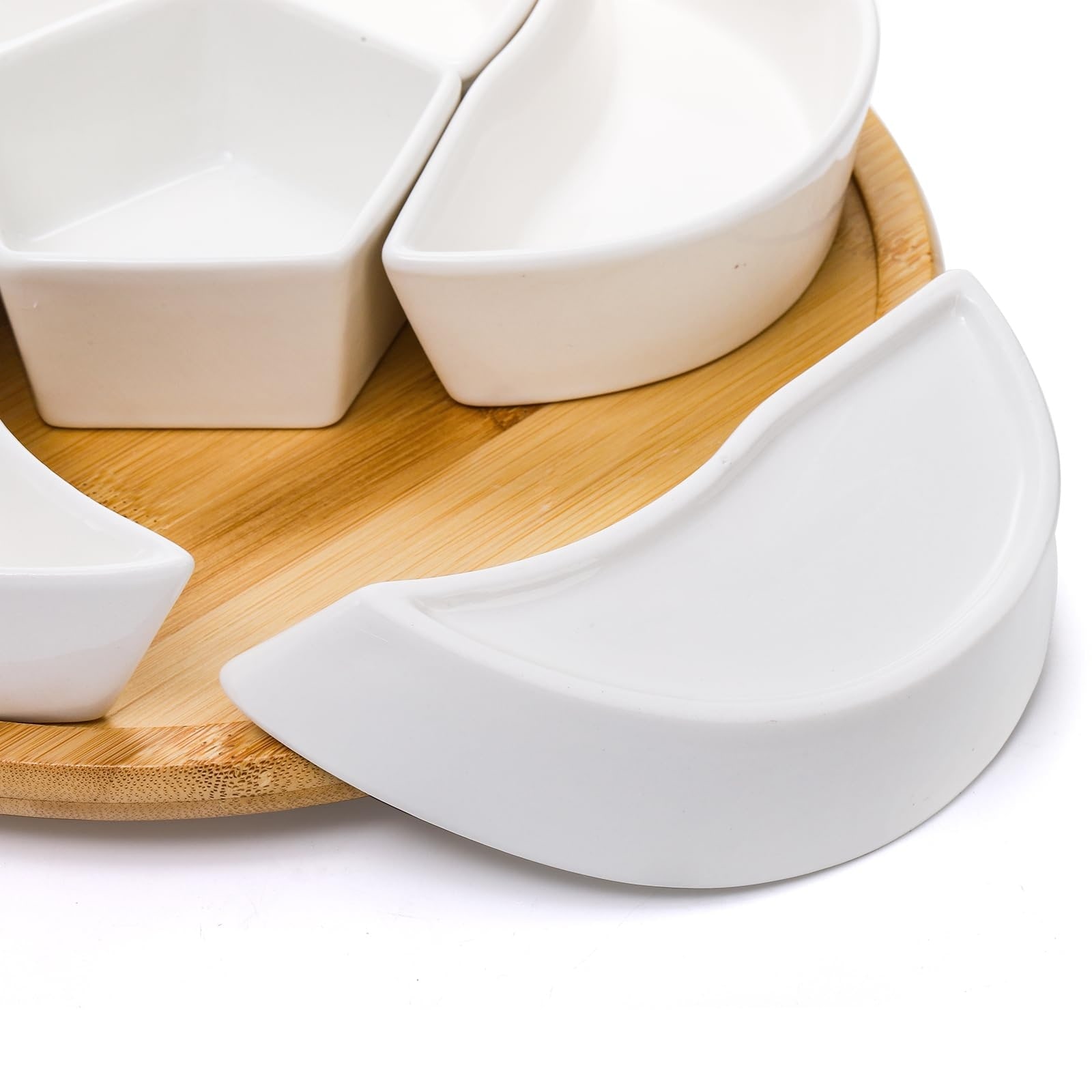 Anqtovp 6 Piece Ceramic Divided Rotating Serving Tray Set 11 inch ...