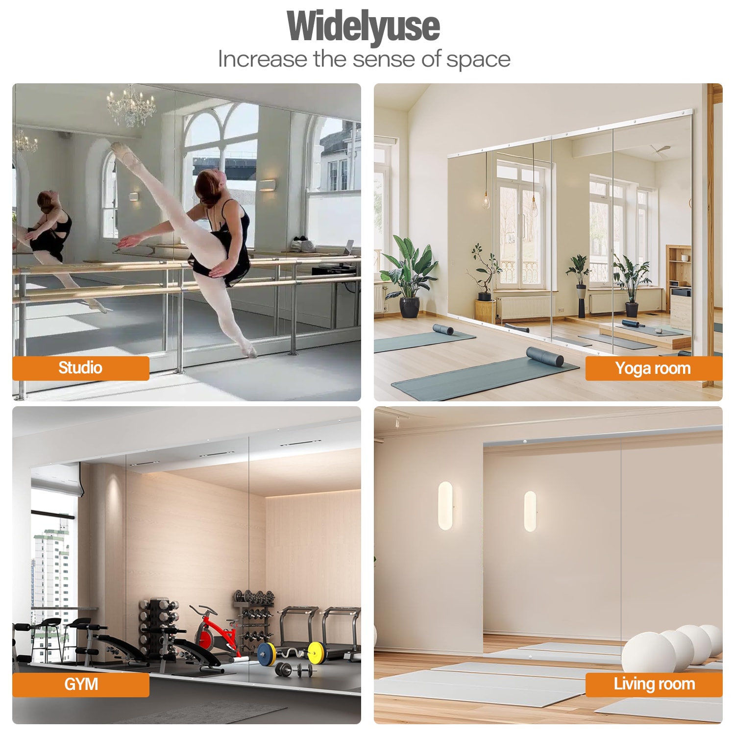 YQP 56x22 Inch Large Frameless Full Length Tempered Glass Mirror ...