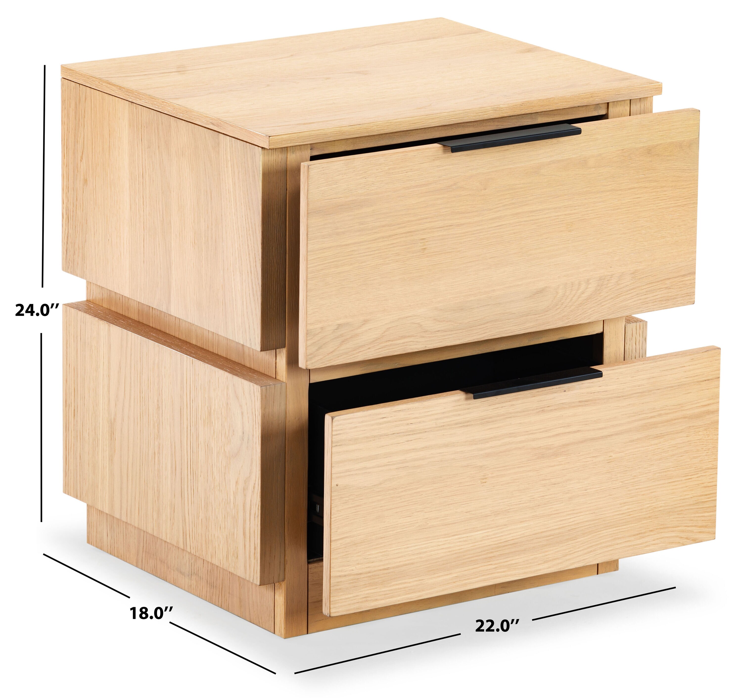 Safavieh Titus Mid-Century Style 2 Drawer Stacked Nightstand/Oak in the ...