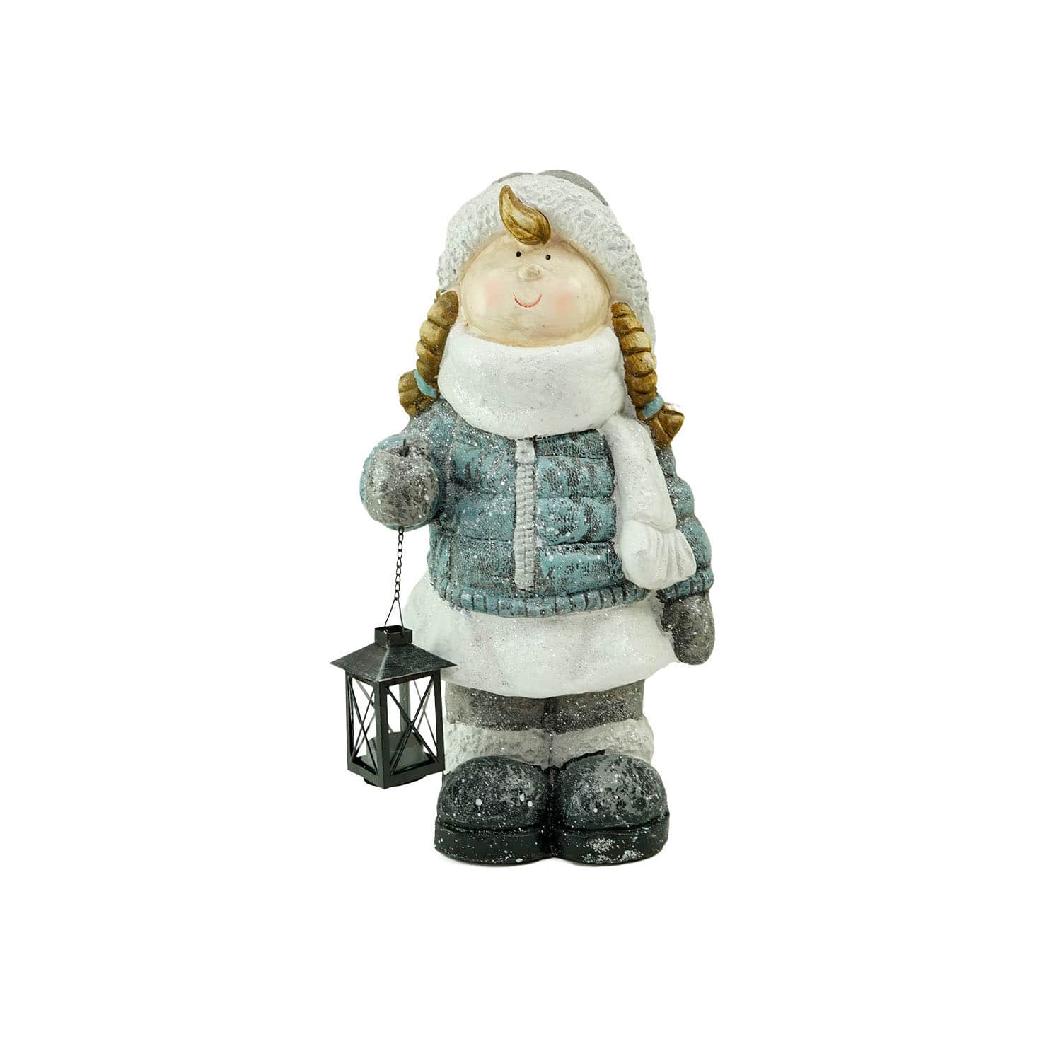 Northlight 18 inch Snowy Woodlands Little Girl Holding Tea Light ...