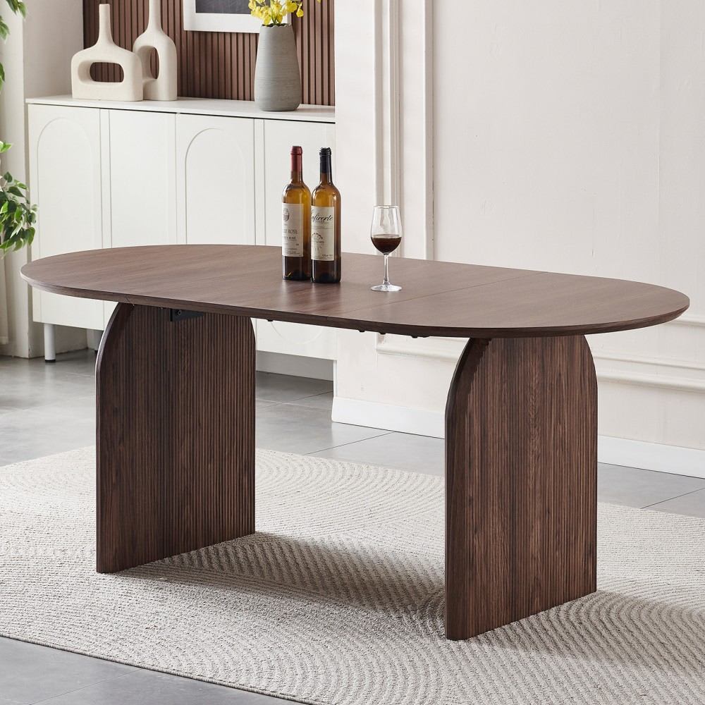 Coolbibila Modern Oval Wooden Dining Table with Natural Wood Finish for ...