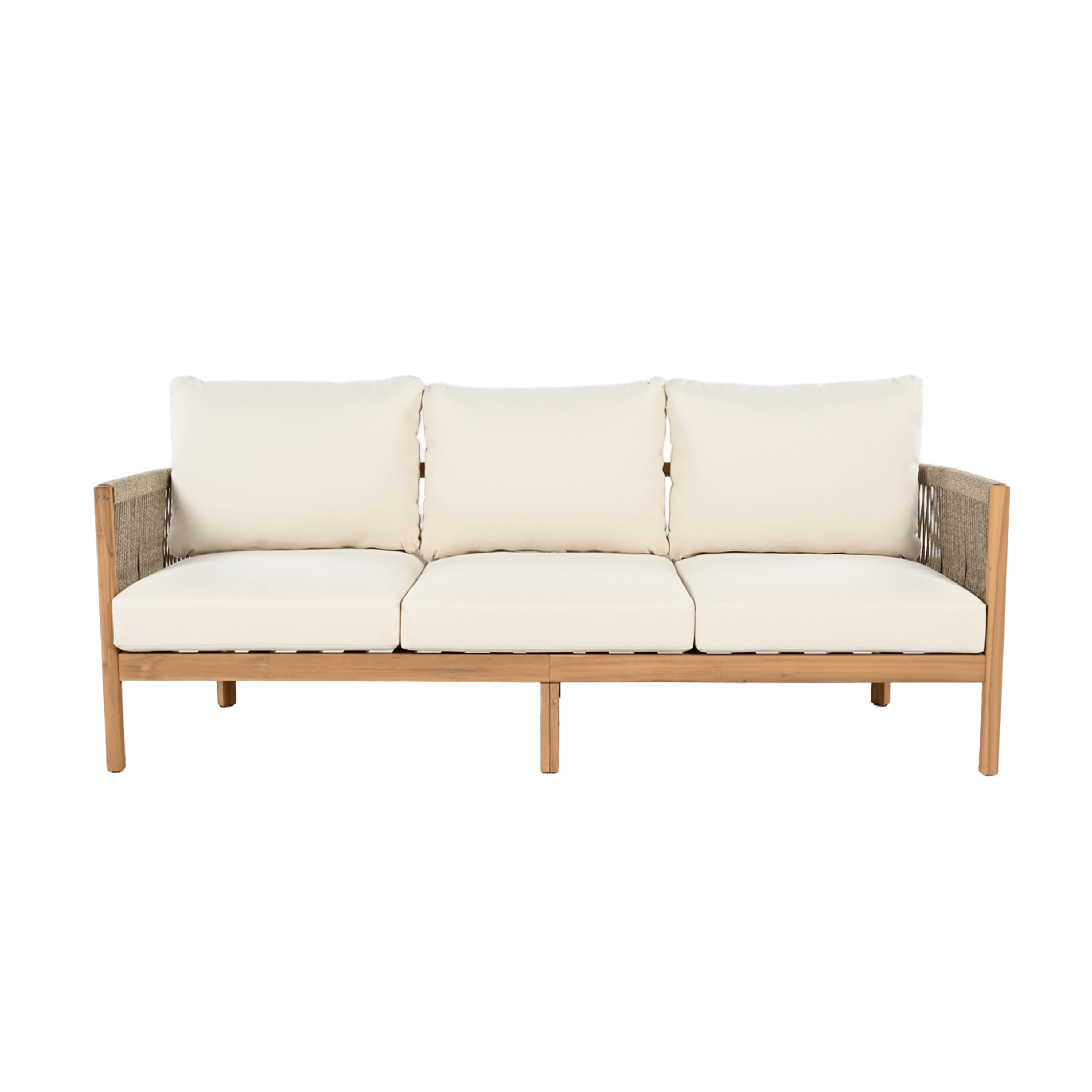 Christopher Knight Home Rowan 3 Seater Patio Acacia Wood Sofa with ...