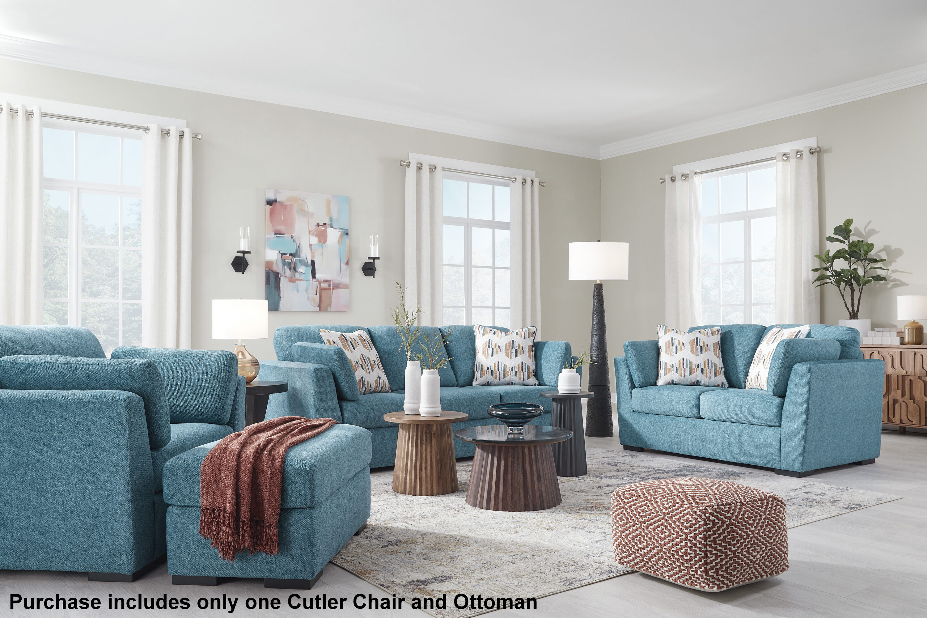 Roundhill Furniture Clareen 2-Piece Living Room Set Cutler Chair and ...