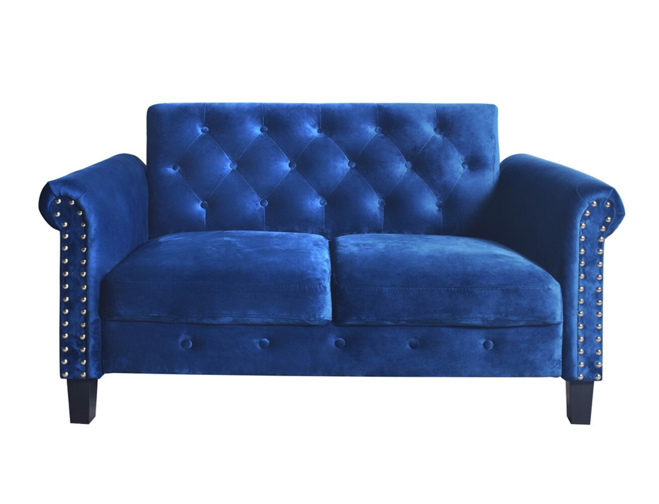 Home Design Casual Velvet Navy Blue Living Room Set in the Living Room ...