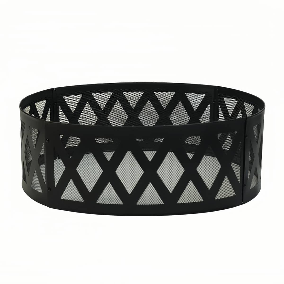 Bestier 36 in. Metal Wood Burning Outdoor Fire Pit Ring Round Cross ...