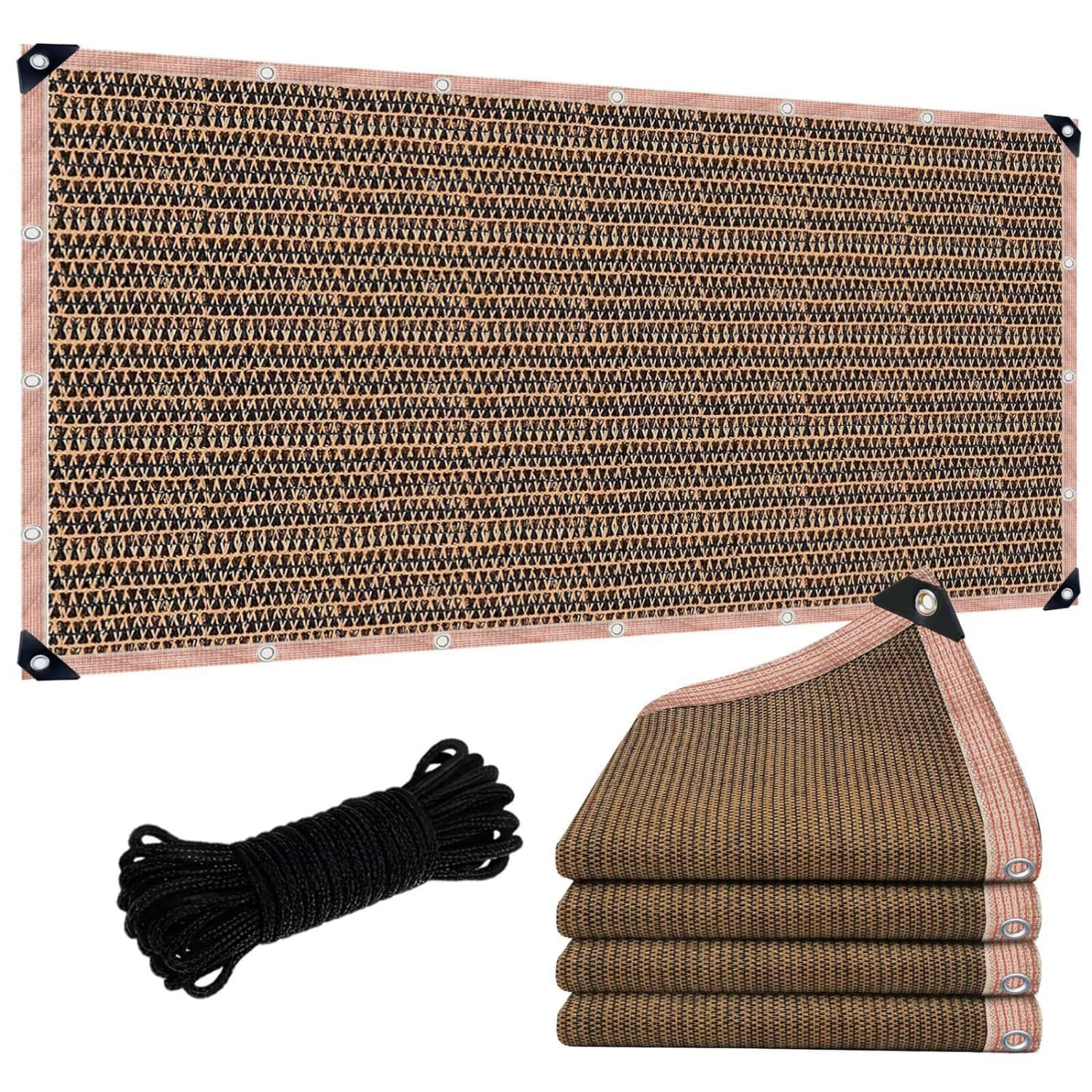 Angel Sar 5ft W 10ft L 90 Percent Sun Block Mocha Shade Cloth with ...