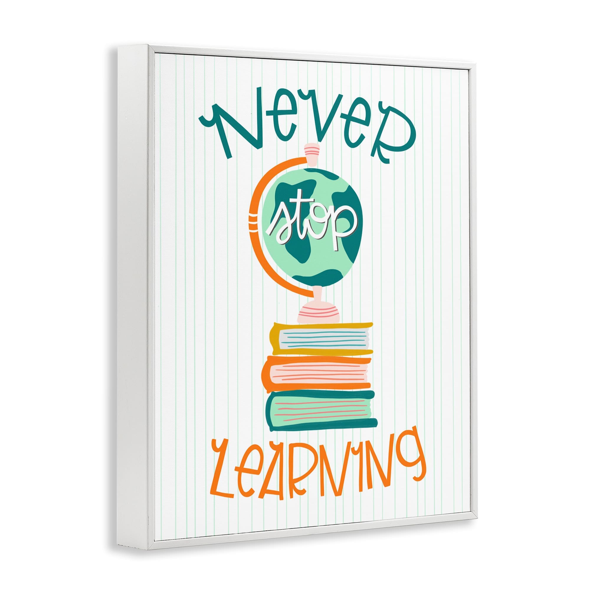 Stupell Industries Never Stop Learning White Framed Giclee Art By Mandy ...