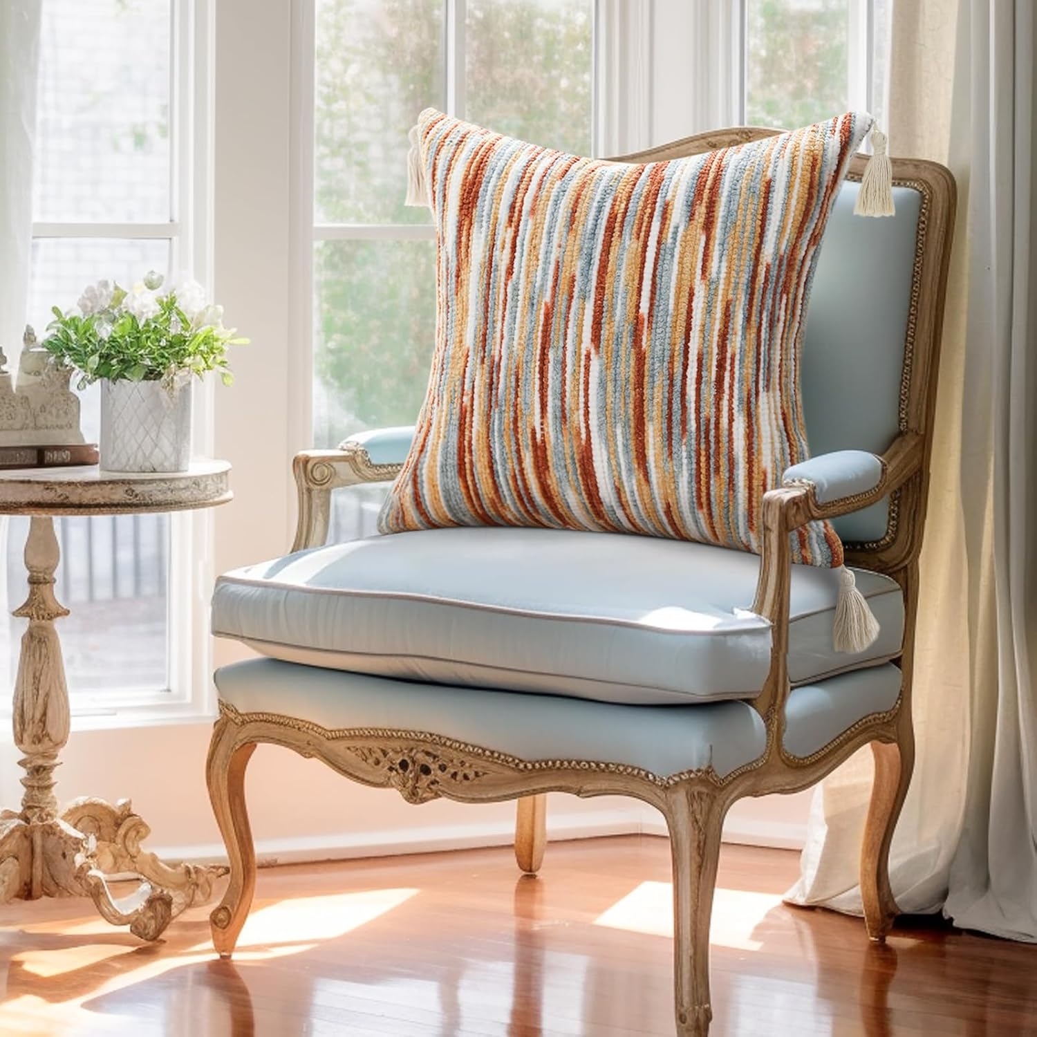 DecorUHome Boho Decorative Throw Pillow Covers 18x18 Set of 2 Striped ...
