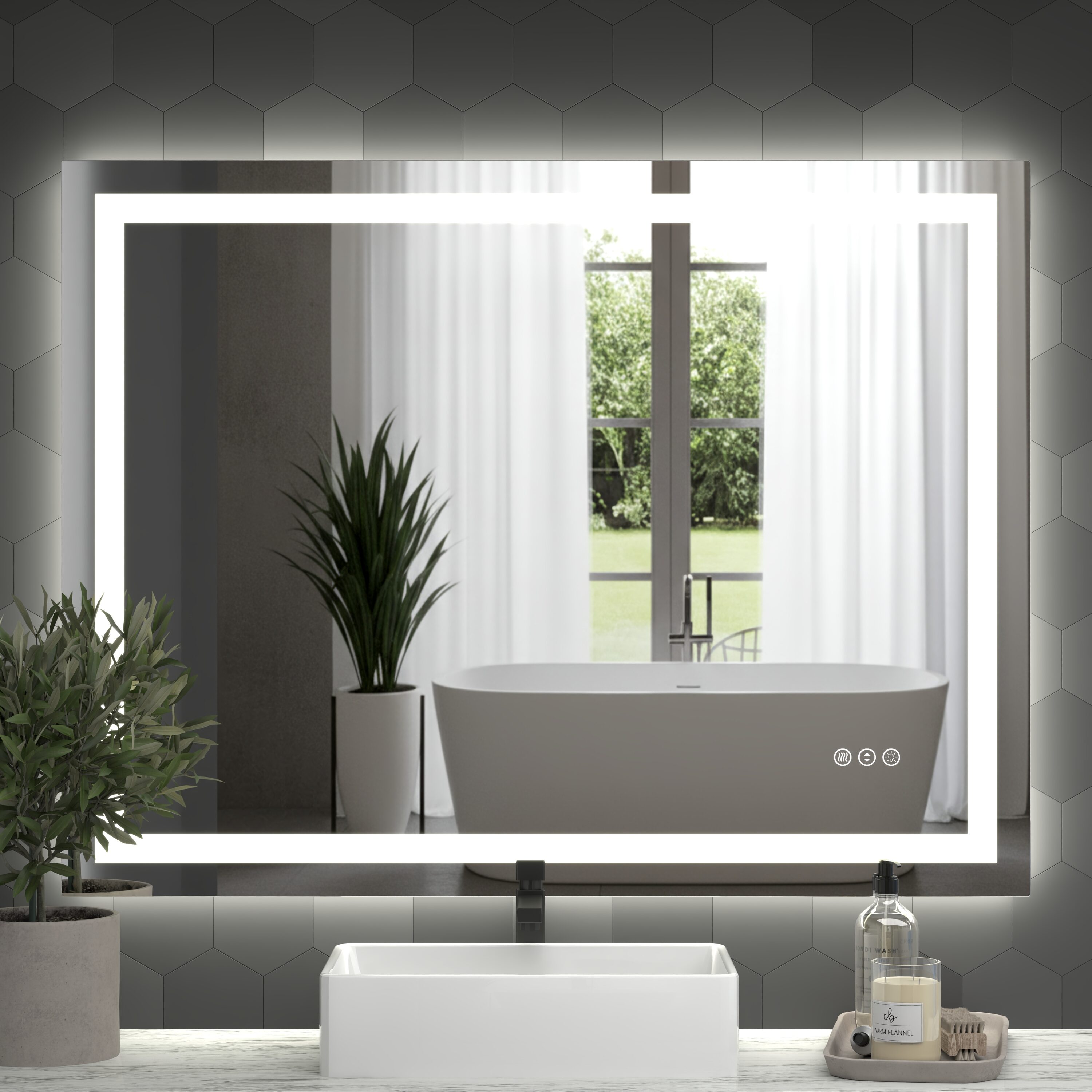 Vanityfus 40-in W 30-in H Polished Frameless Rectangle LED Lighted ...