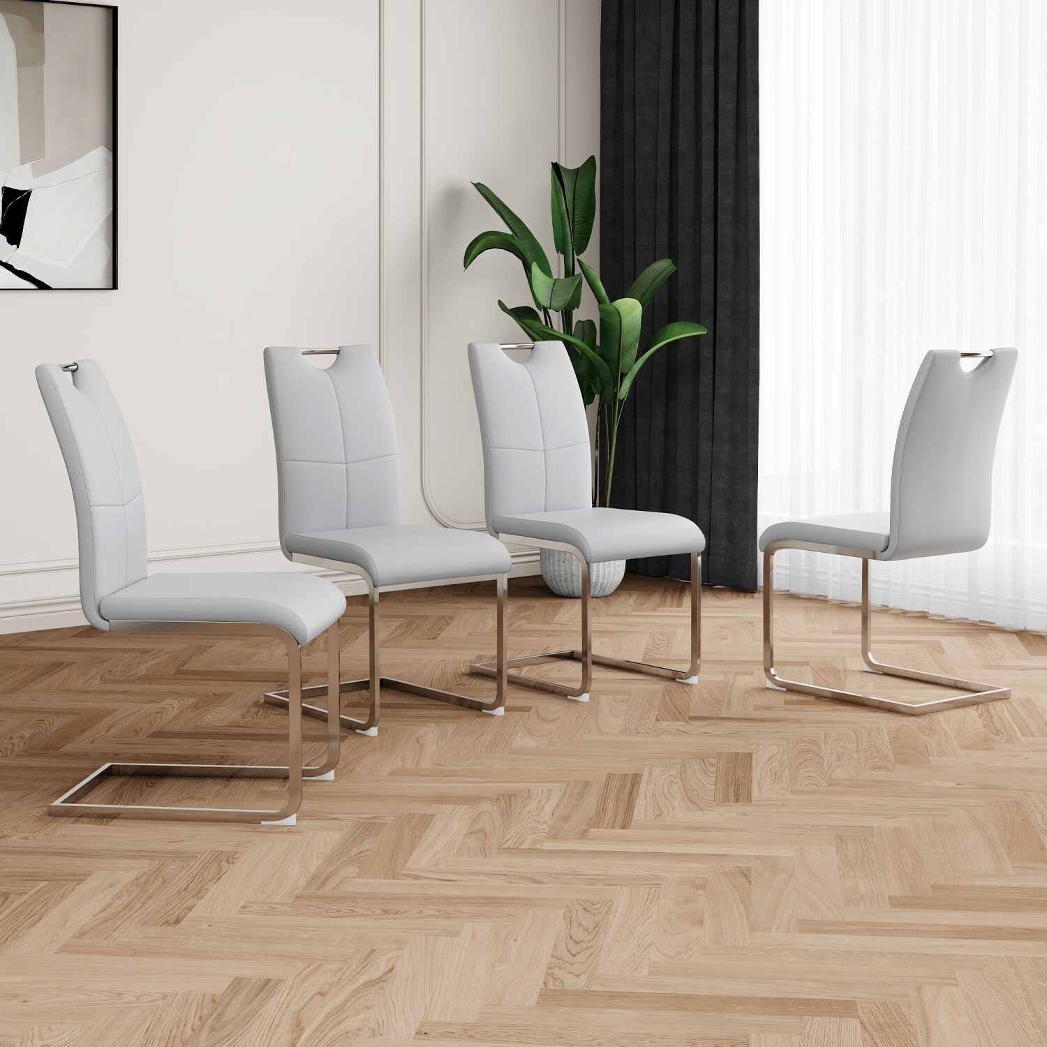 Streamdale Furniture Streamdale Set of 4 Modern Faux Leather Dining ...