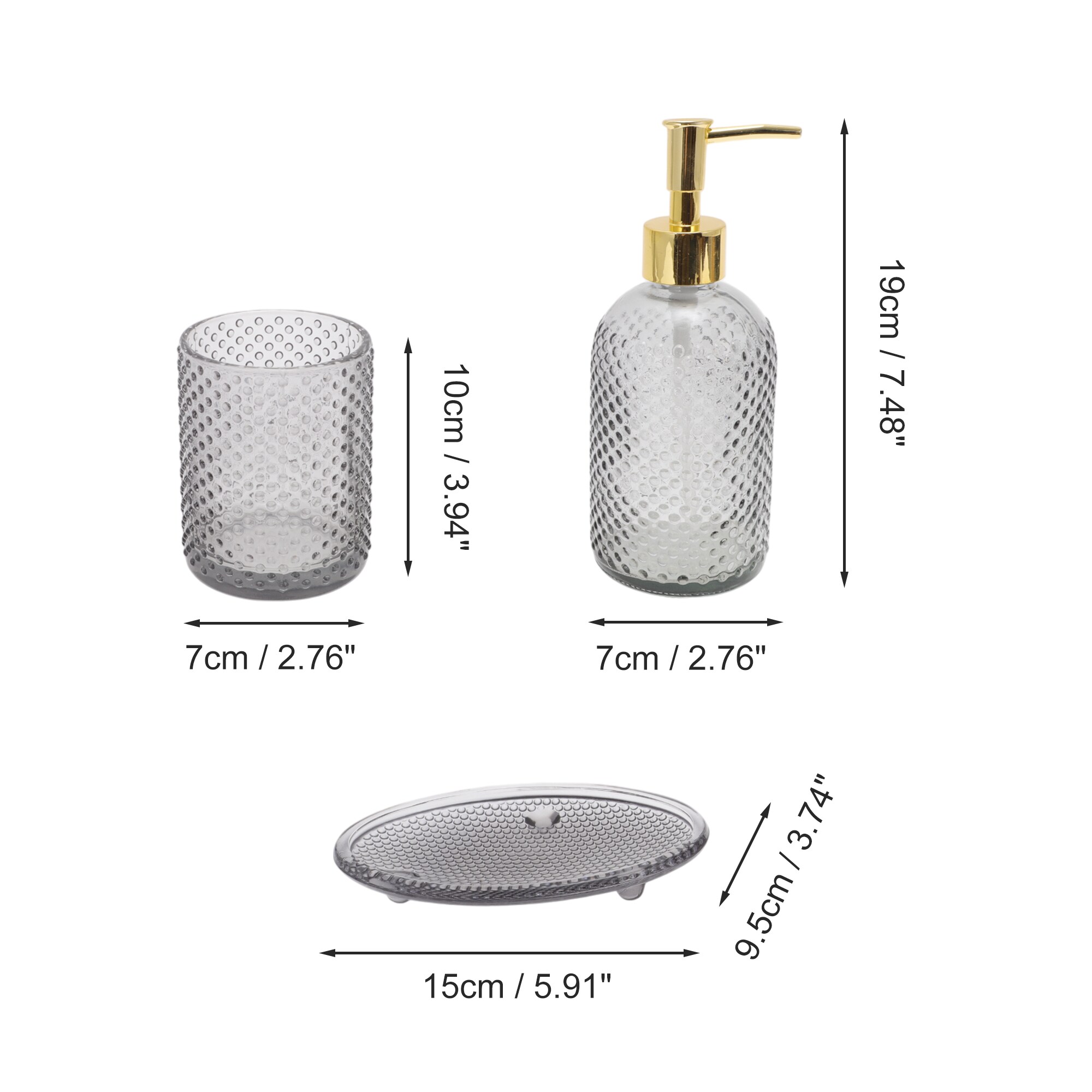 Unique Bargains 1set Reusable Dot Bathroom Accessories Kit Black in the ...