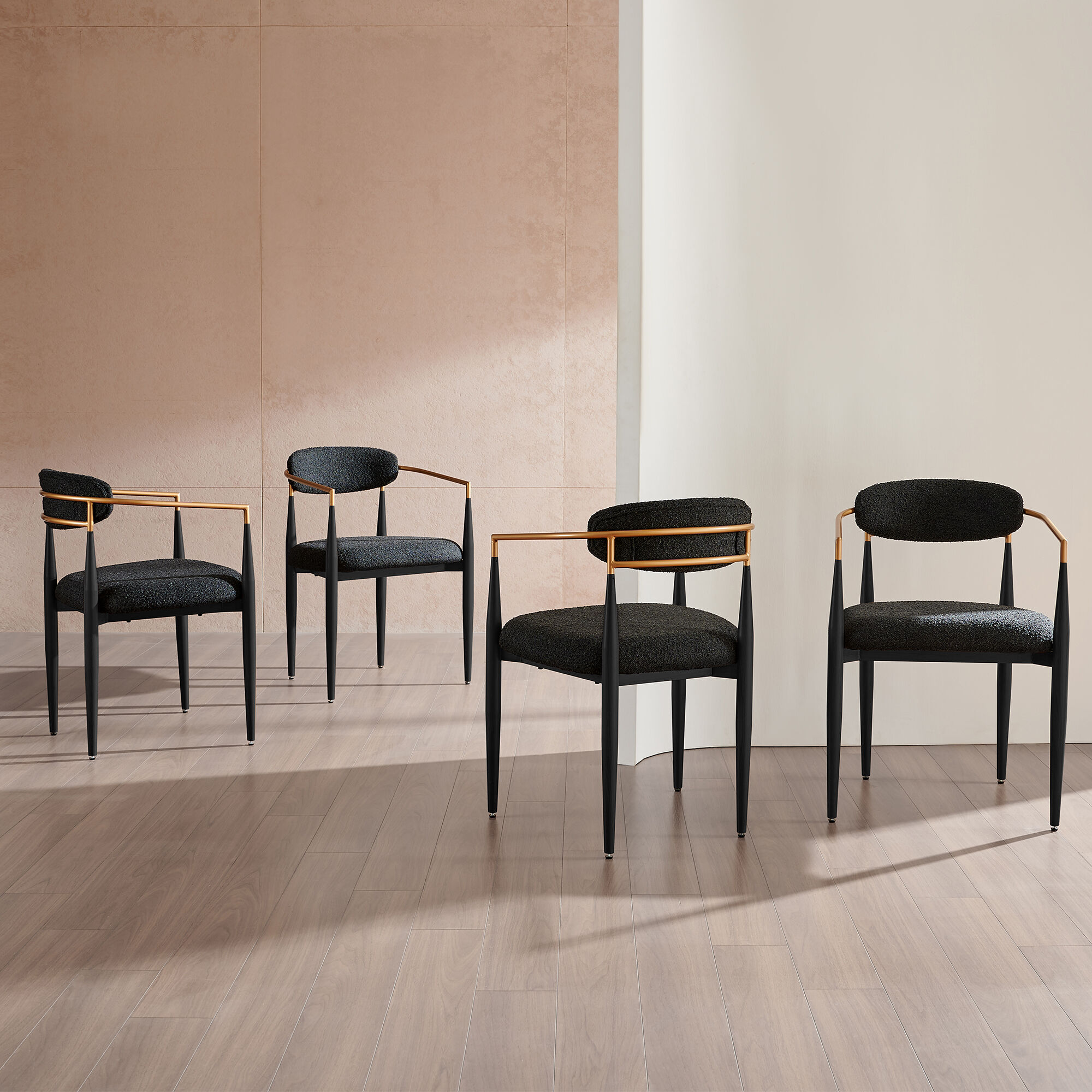 FARATI Set of 2 Contemporary/Modern Boucle Upholstered Dining side ...