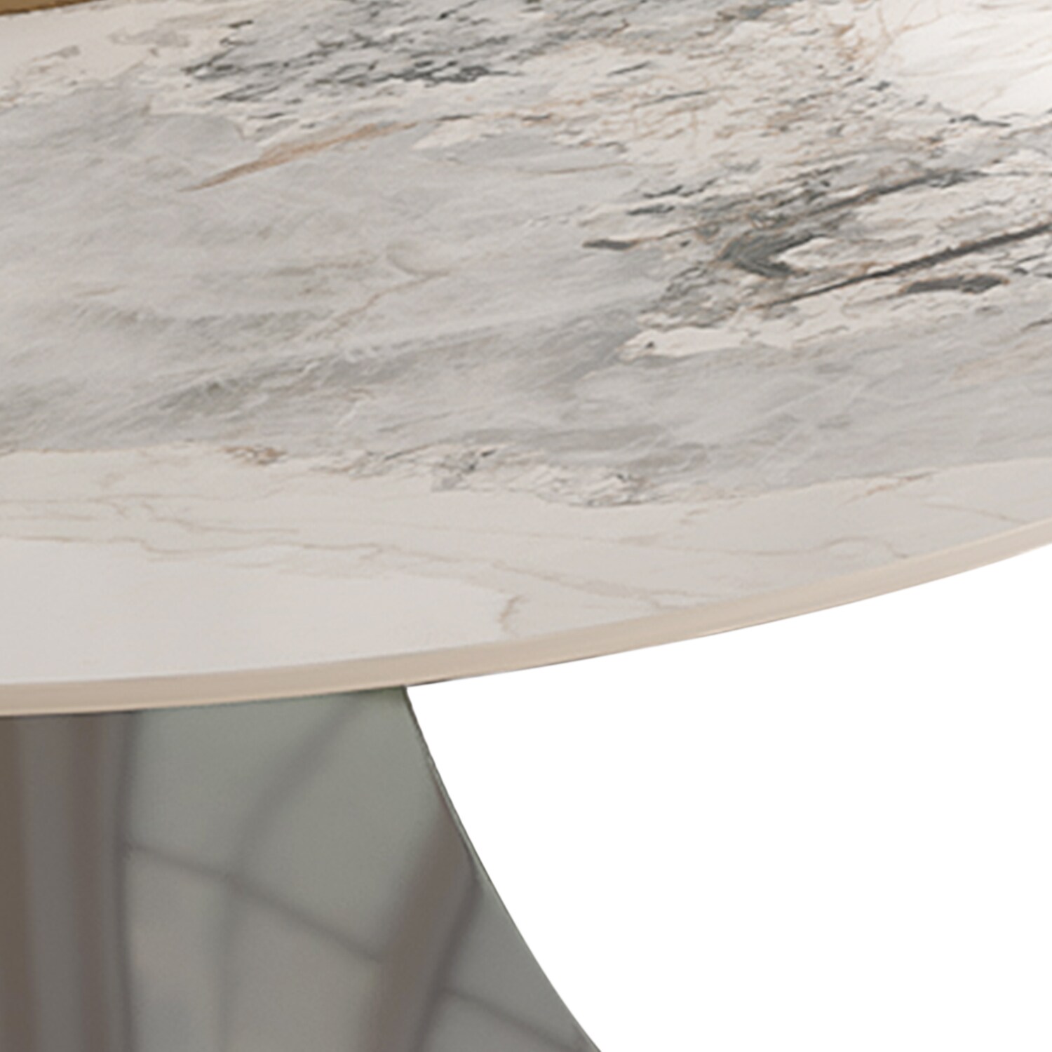 Grayish White Round Casual Marble Dining Table, with Gray Finish and ...