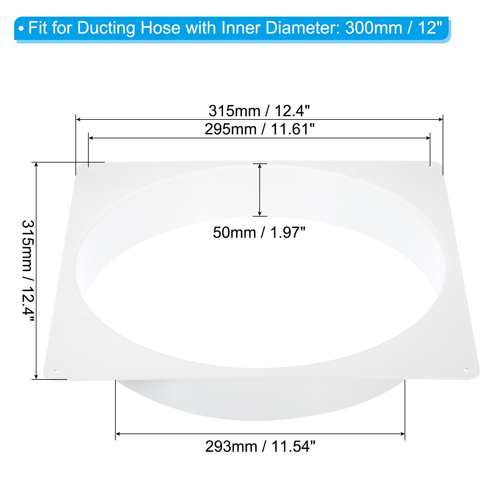 PATIKIL 12-Inch Duct Connector Flange Dryer Vent Wall Plate Square to ...