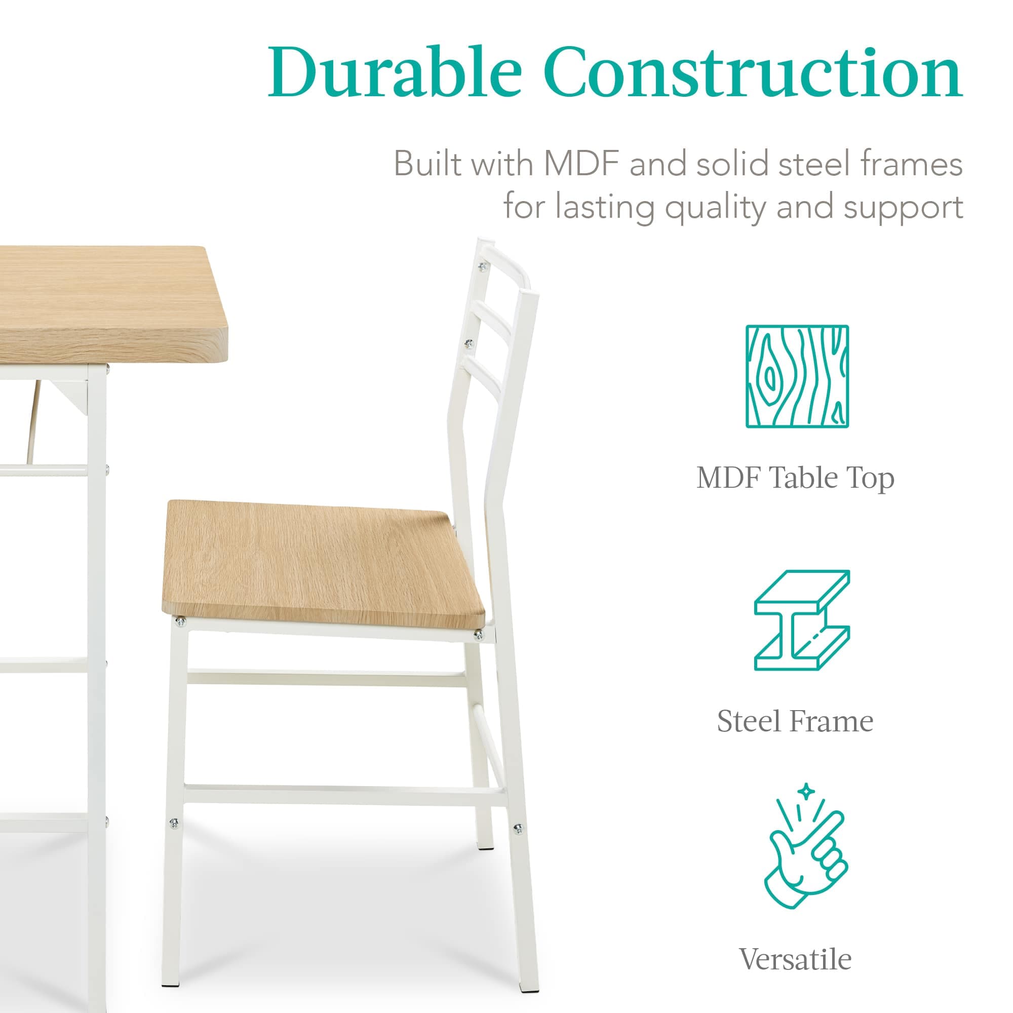 Best Choice Products 3-Piece Modern Dining Set Square Table Chairs Set ...