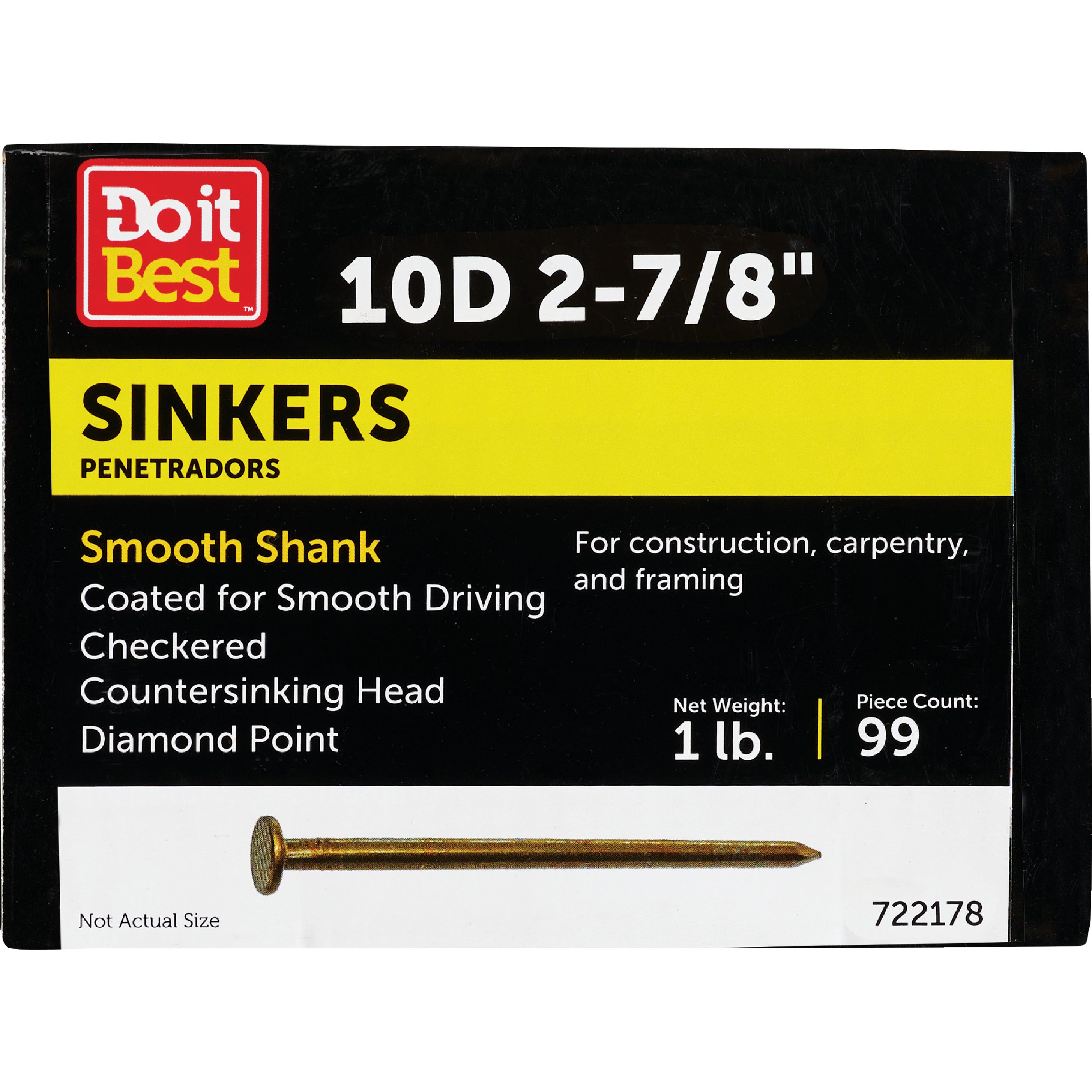 Prime Source Primesource 1 lb Vinyl-Coated 10D Sinker Nails Round Head ...