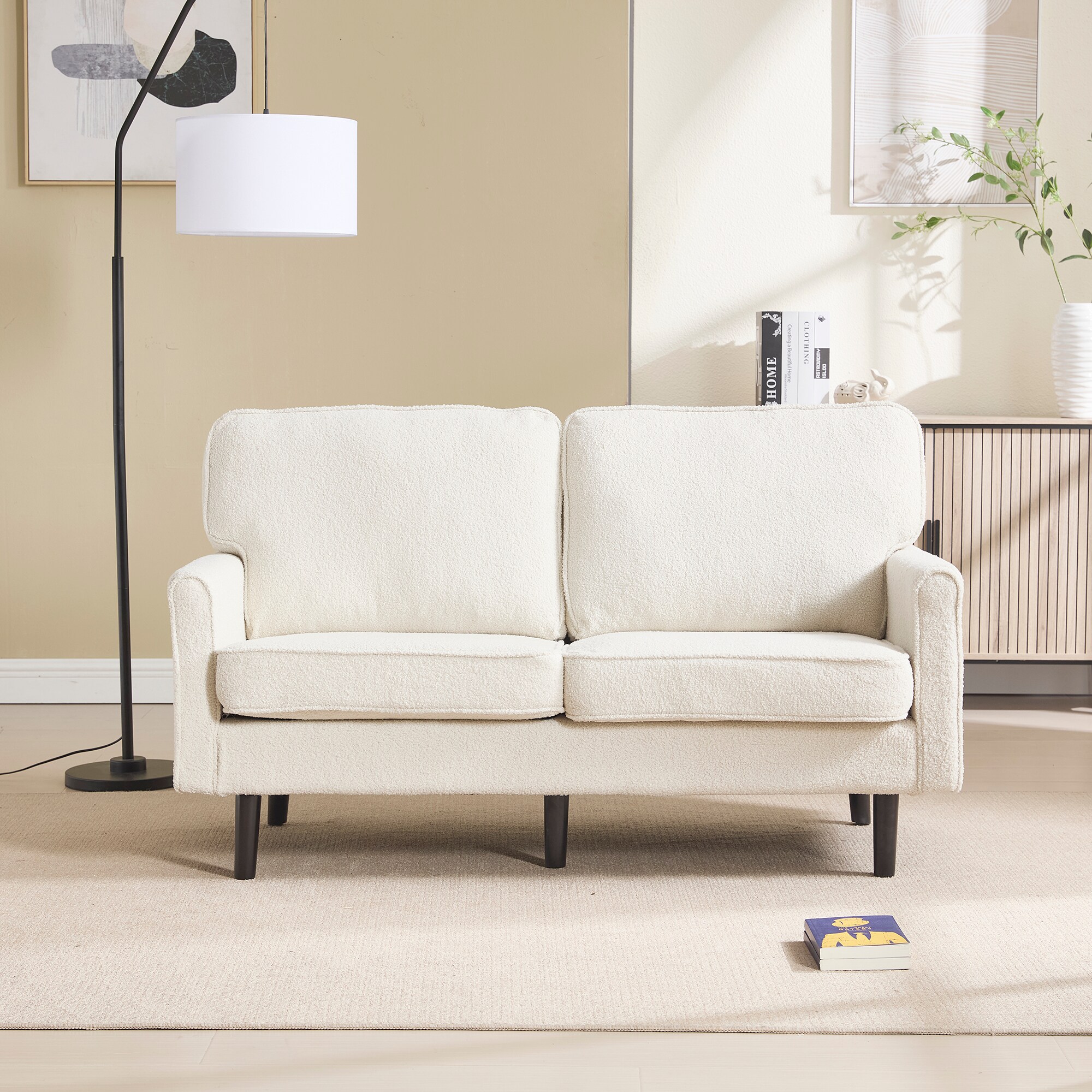Bybafun 56.3-in W Casual Beige 2-seater Sofa in the Couches, Sofas ...