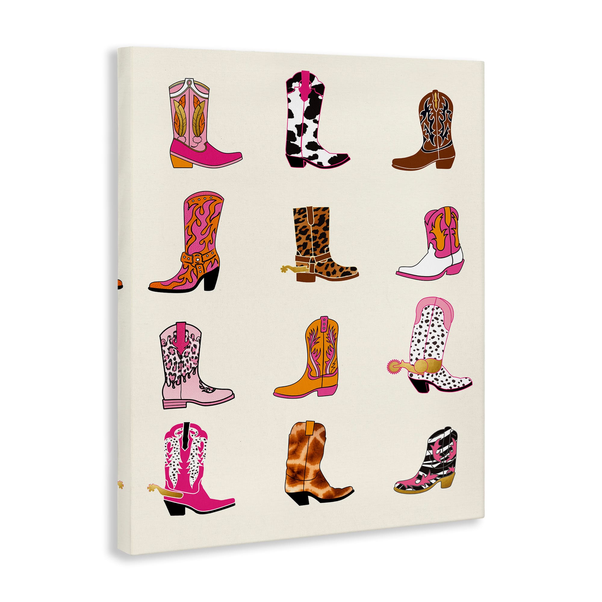 Stupell Industries Bright Cowboy Boots and Spurs Canvas Wall Art By ...