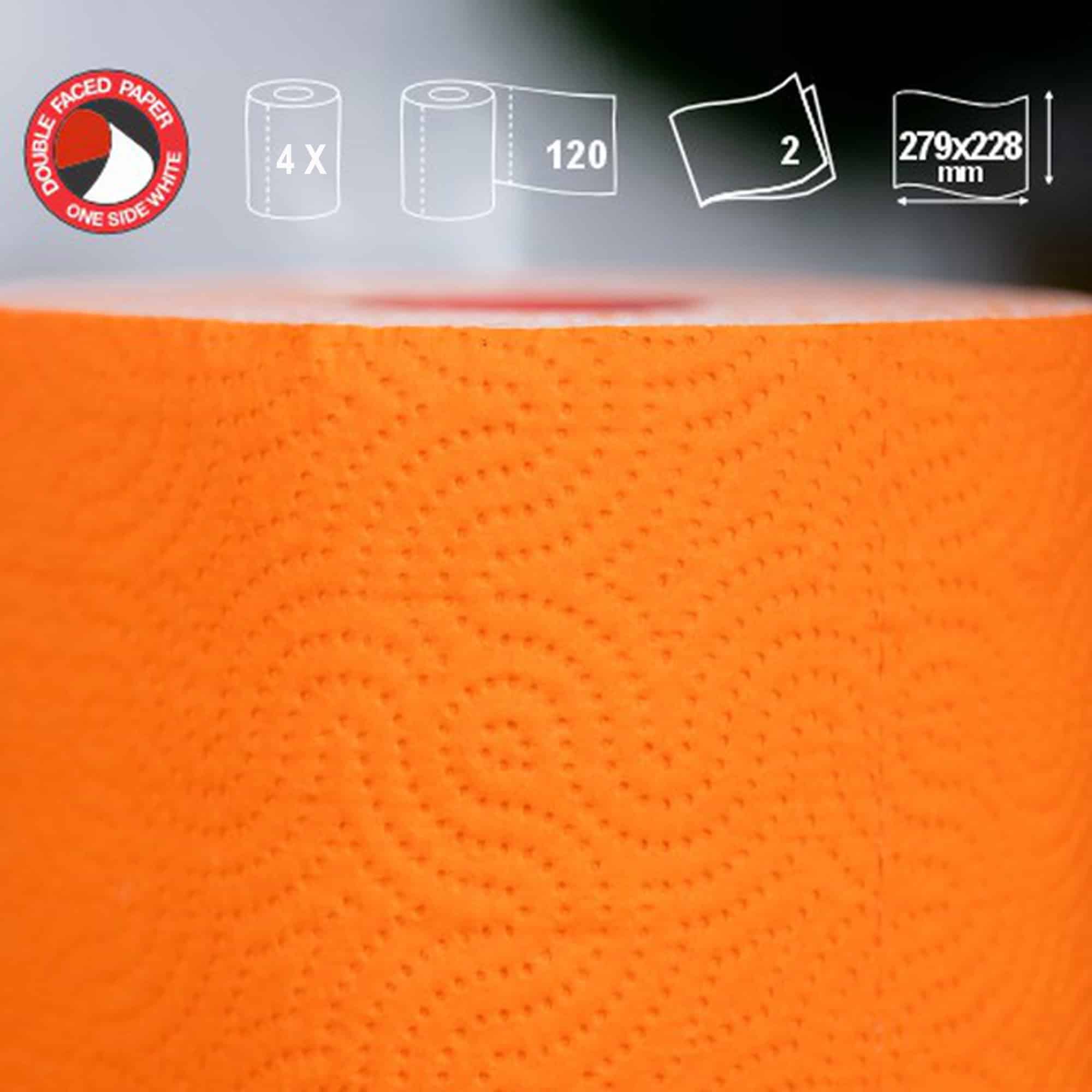 EVIDECO FRENCH HOME GOODS Renova Orange Compact Paper Towel Rolls - 4 ...