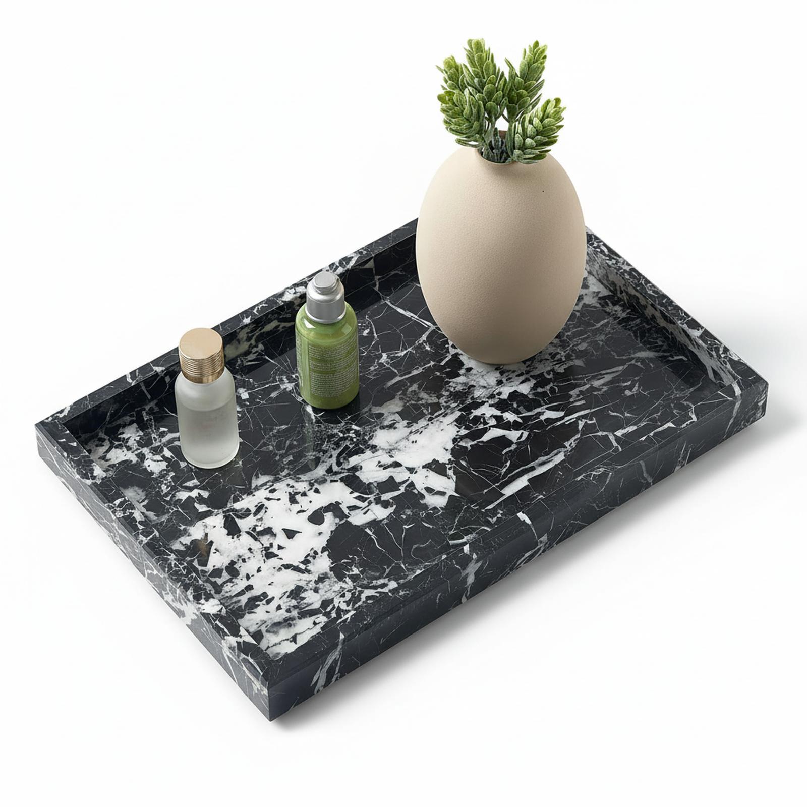 Baginizer Real Marble Tray Bathroom Vanity Kitchen Desktop Rectangle ...