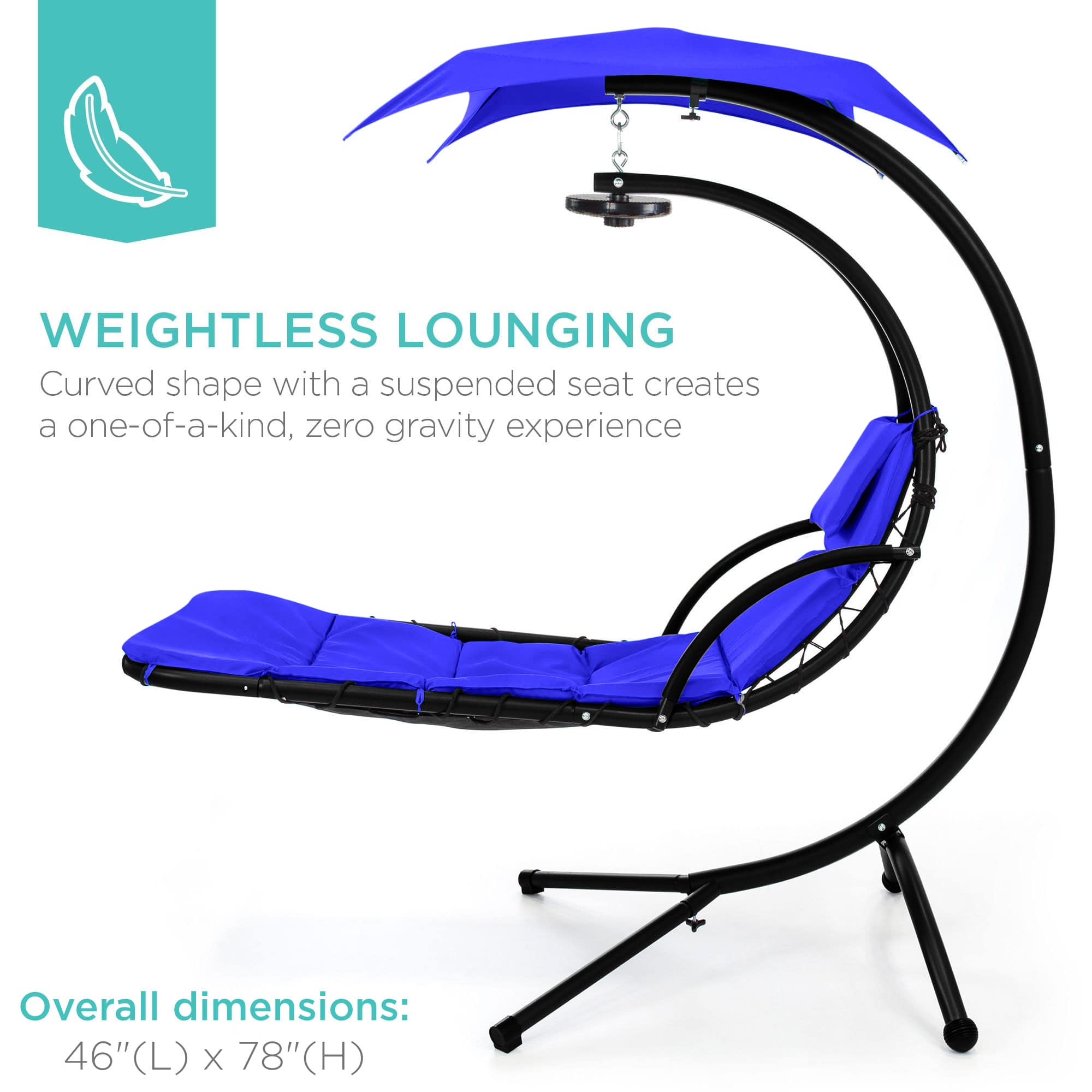 Best Choice Products Hanging LED-Lit Curved Chaise Lounge Chair for ...