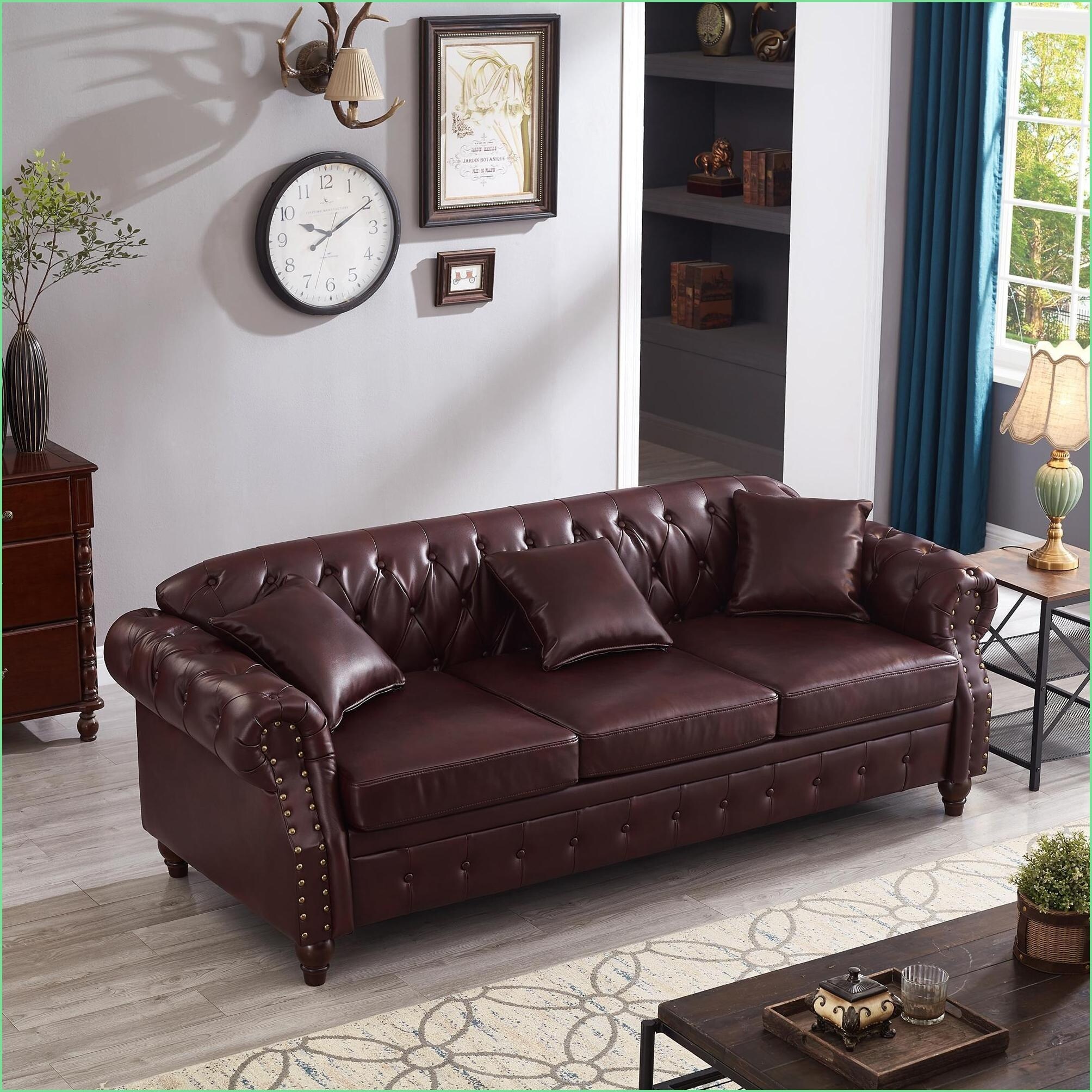 Watnature Sofa for Living Room 85.8 Classic Tufted Chesterfield Sofa ...