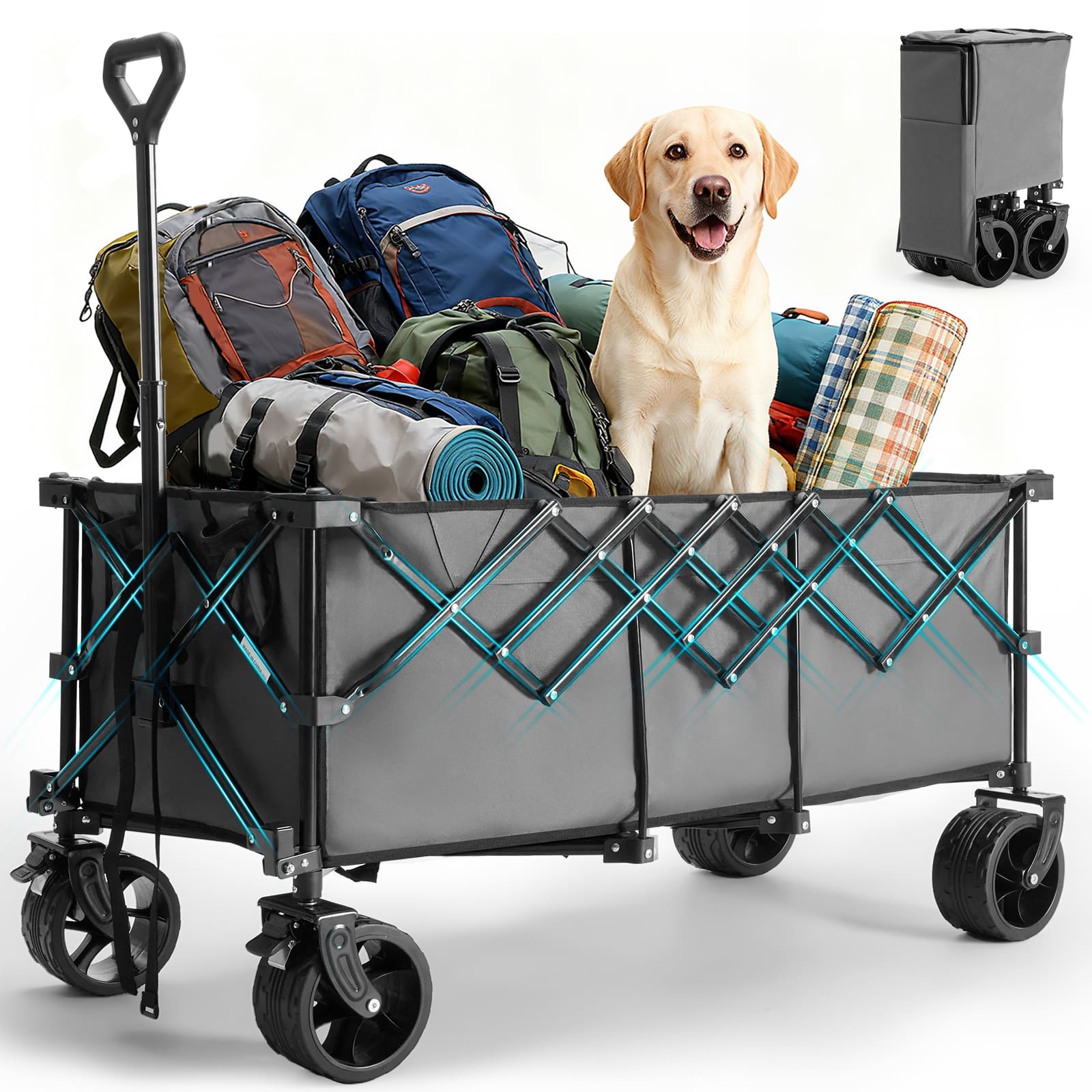 Sweetcrispy 440 lbs Capacity Collapsible Folding Utility Wagon Cart ...