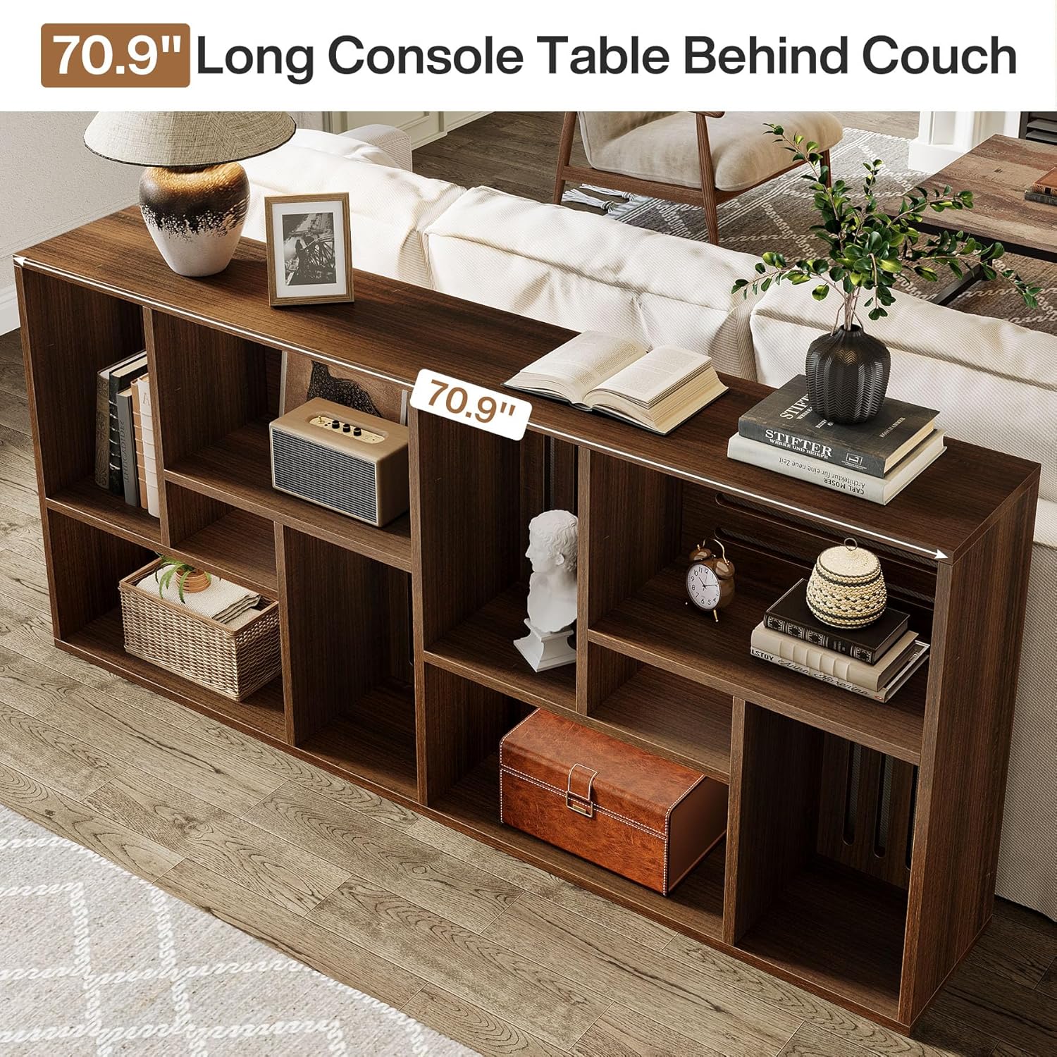 Tribesigns 70.9 inches Long Sofa Table Narrow Sofa Console Table with ...
