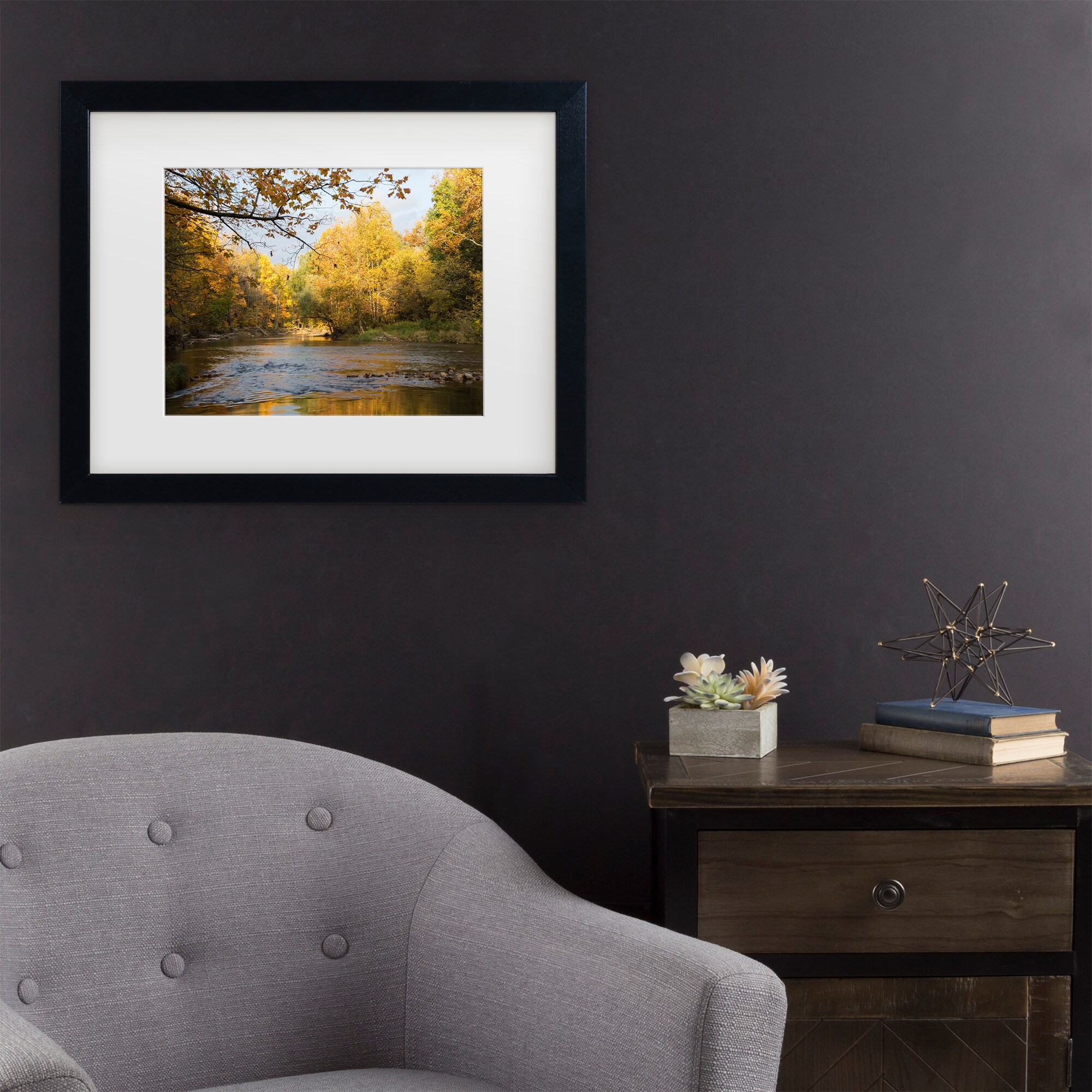 Trademark Fine Art Kurt Shaffer Golden Autumn River Framed Art - 16x20 ...