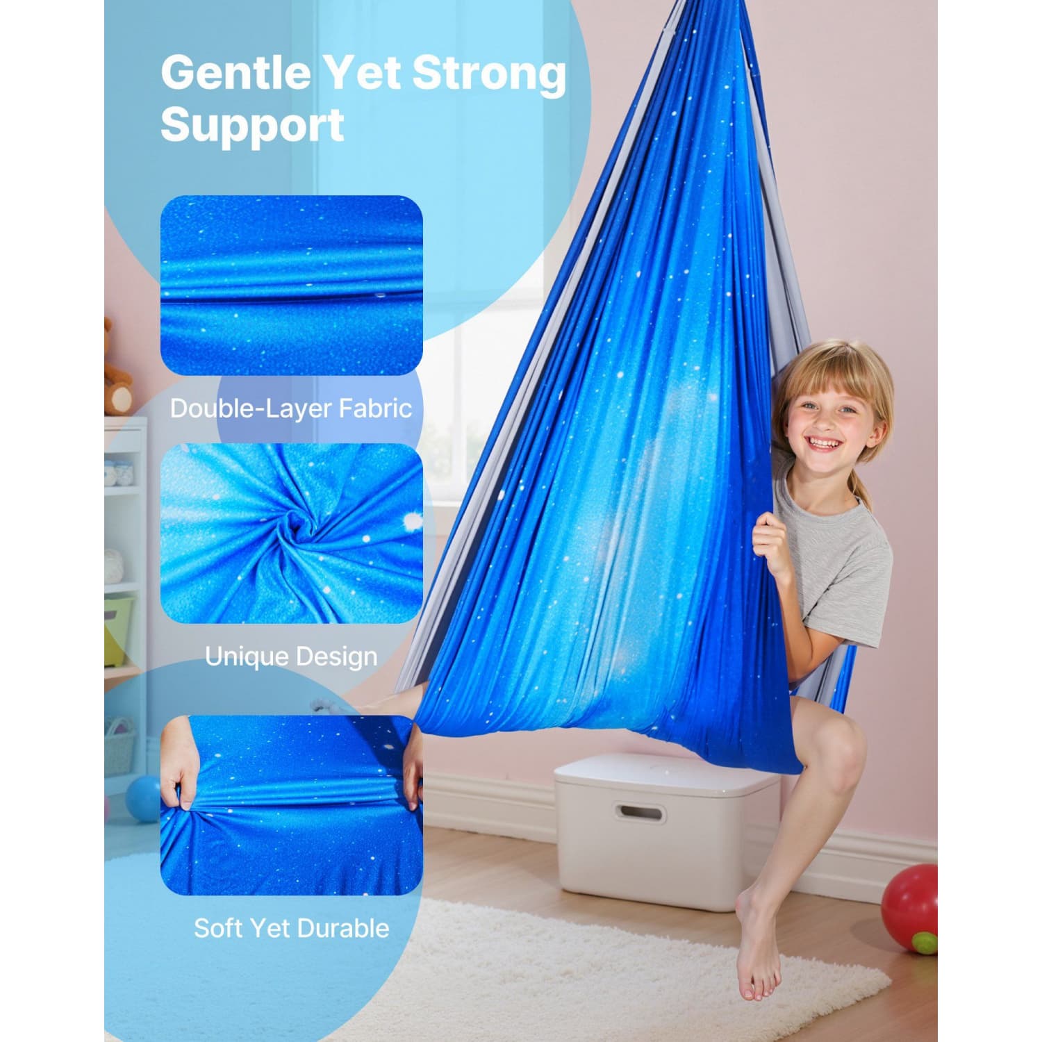 Angel Sar Sensory Swing Double Layer Spandex Hammock Indoor Outdoor ...