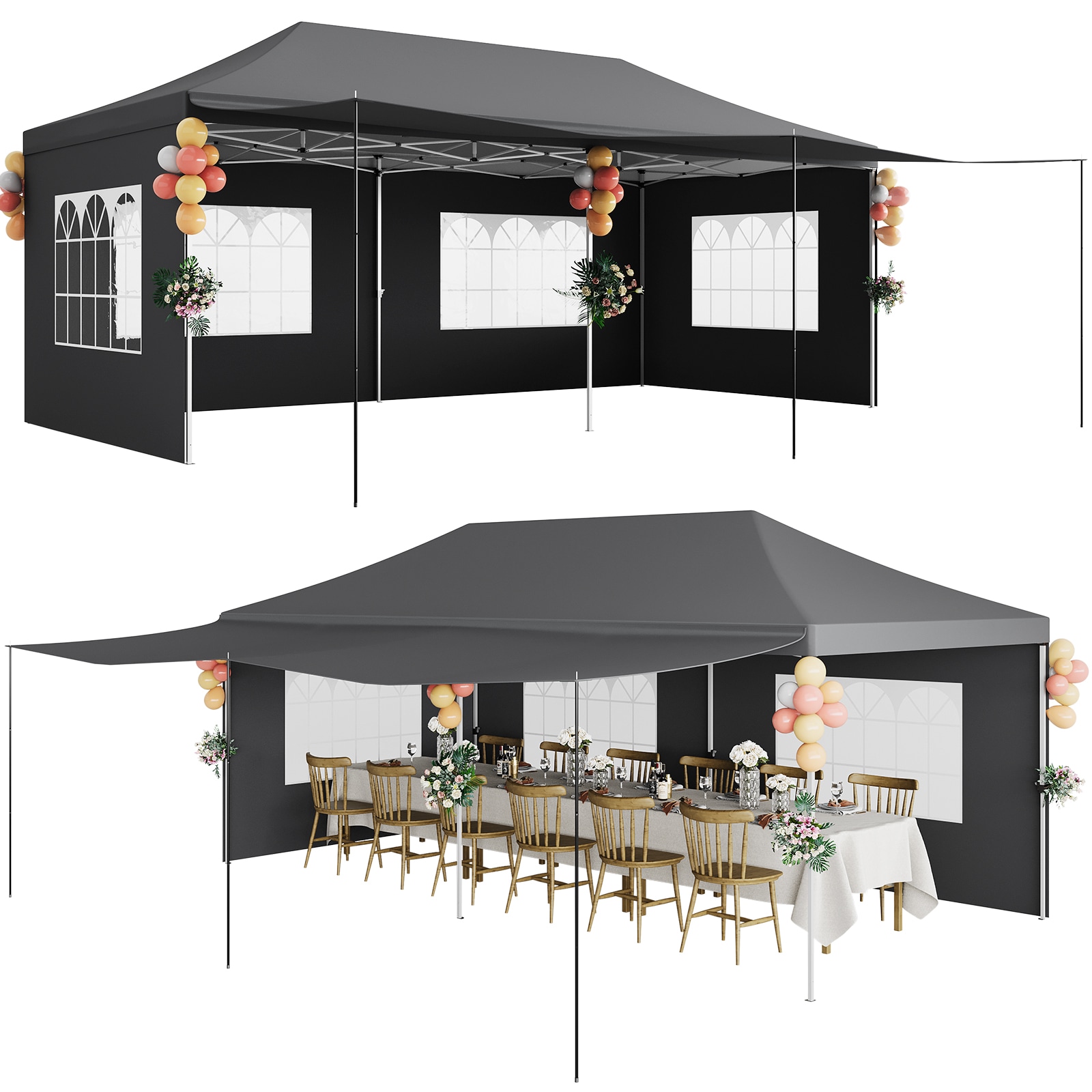 GarveeLife 20FT Pop Up Canopy Tent with 6 Removable Sidewalls Heavy ...