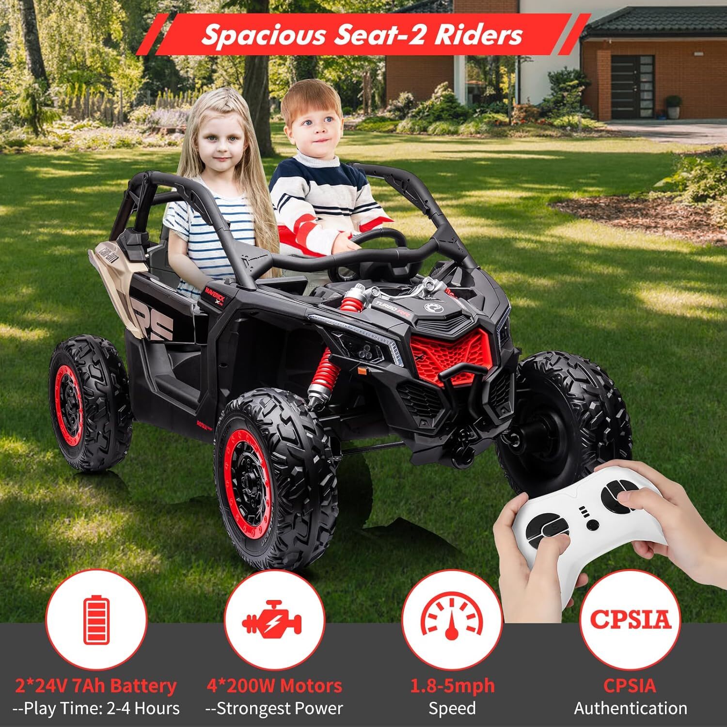 Garvee 2 Seats Ride on UTV with Remote Control for Kids 2 x 24V ...