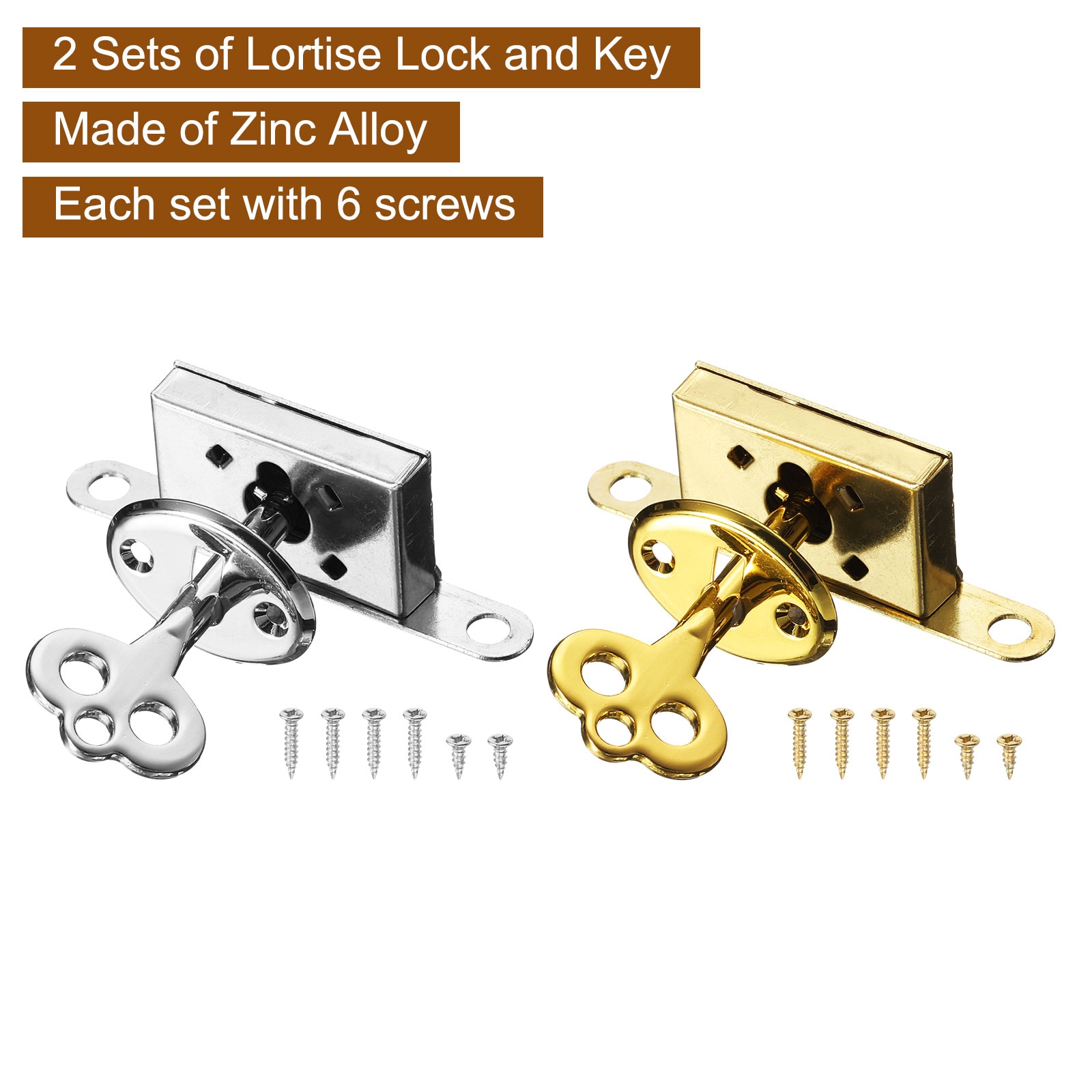Unique Bargains 2 Sets Vintage Full Mortise Mini Locks with Key Zinc ...