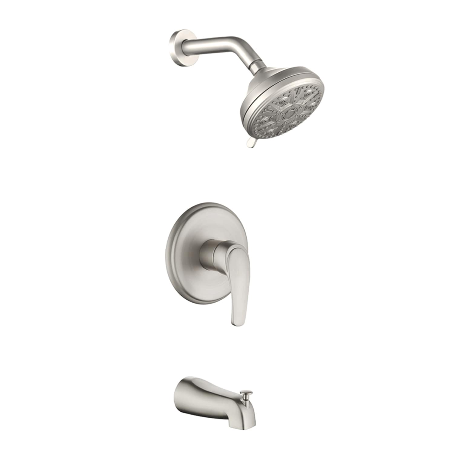 Poinic Brushed Nickel 1-handle 5-in Round Bathtub and shower Faucet ...