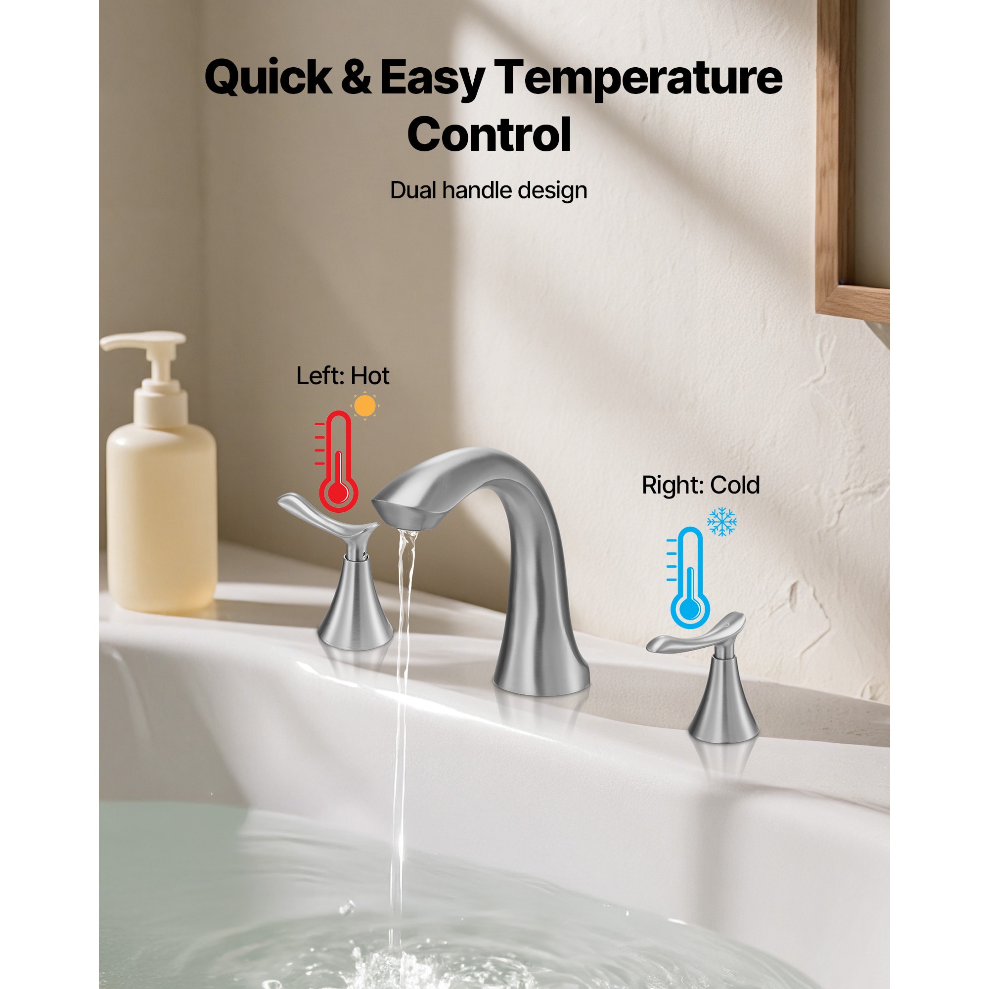 VEVOR Roman Tub Faucet 3 Hole Waterfall Bathtub Faucet Gooseneck Bath ...