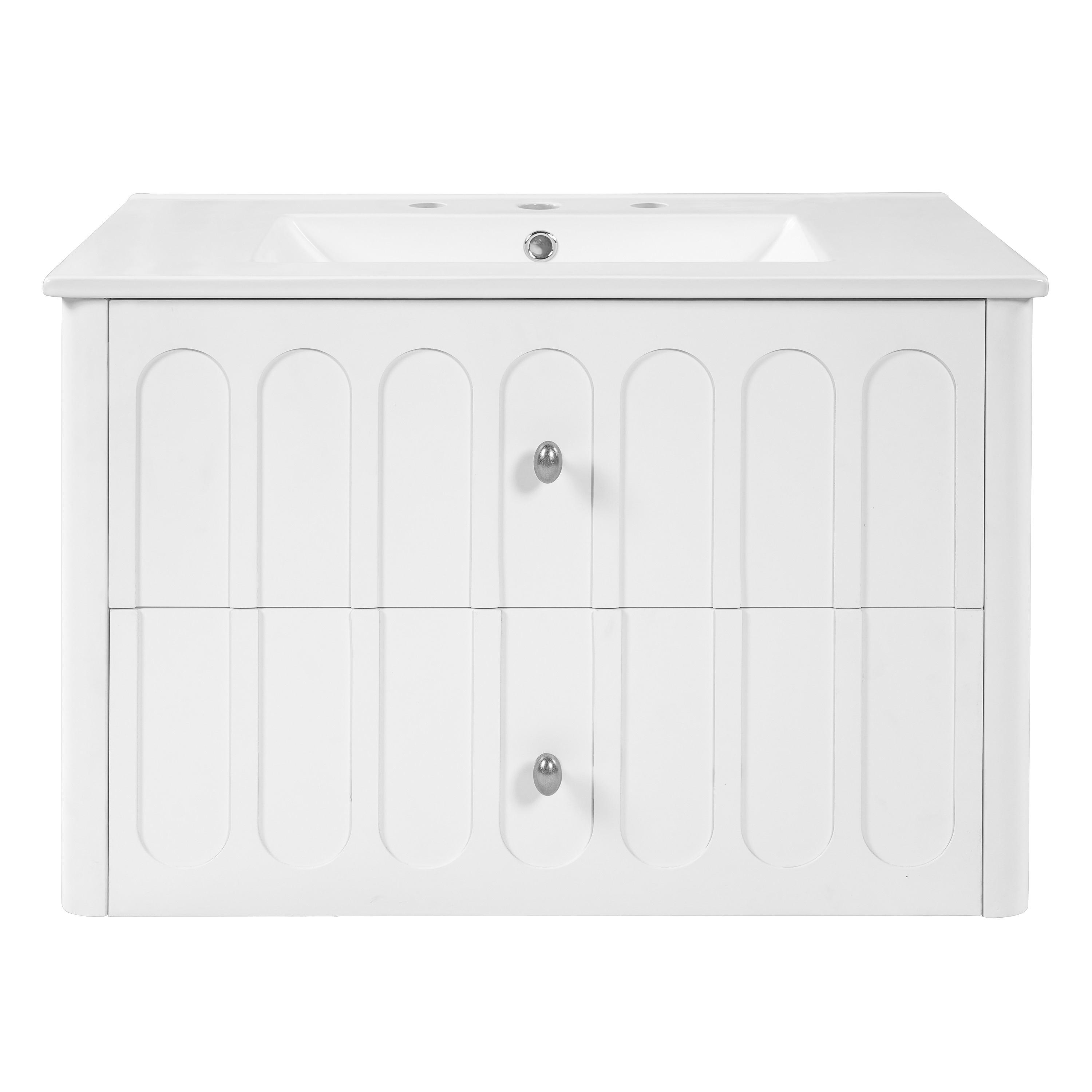 Wooakway 30 Inch Floating Bathroom Vanity Oval Knobs Round Edge Soft ...