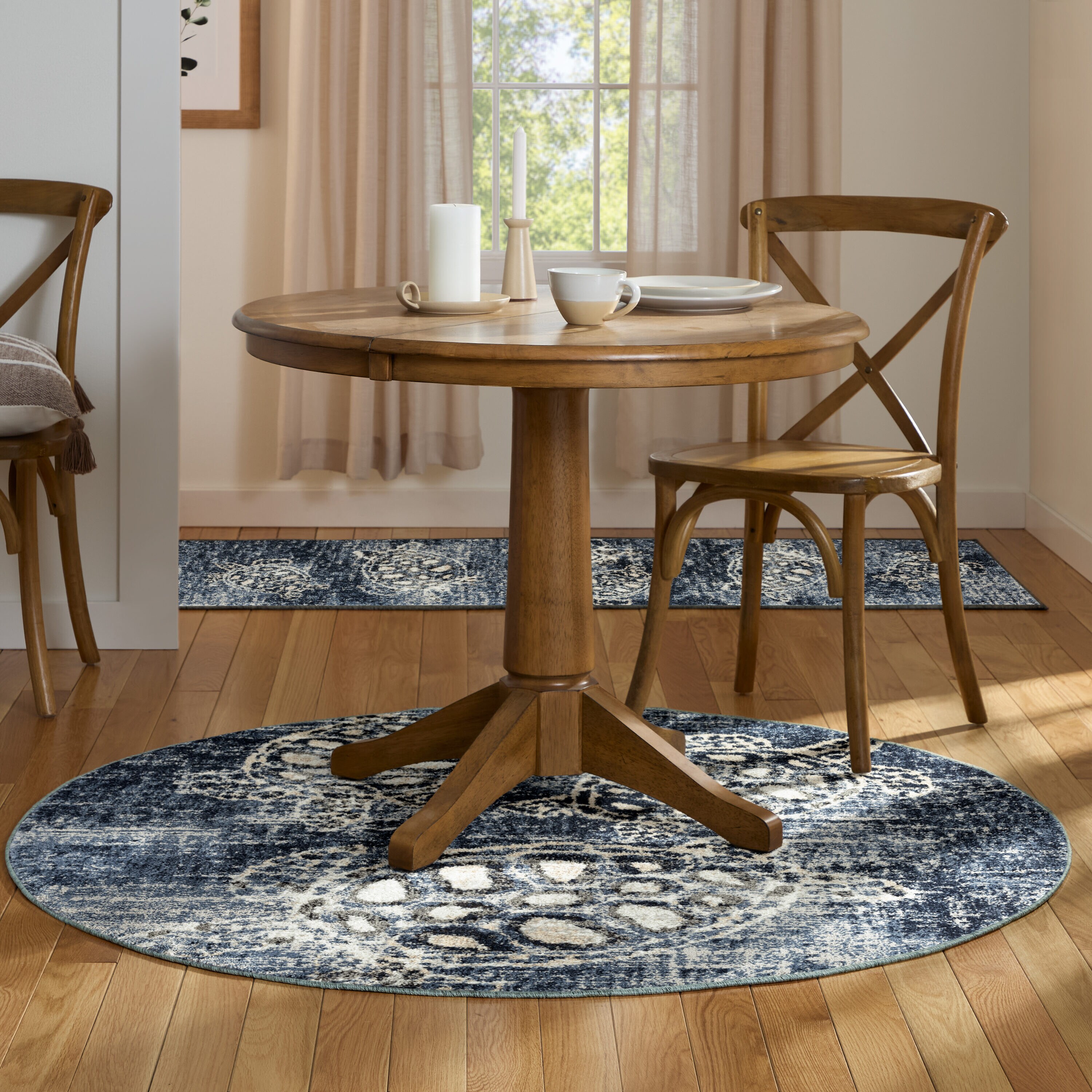 allen + roth 5 X 5 (ft) Blue Round Indoor Coastal Area Rug 6RA-18343 ...