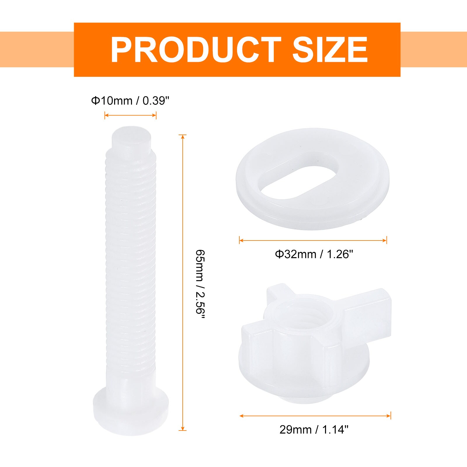 Unique Bargains 8pcs Toilet Seat Hinges Screw White Universal Plastic ...