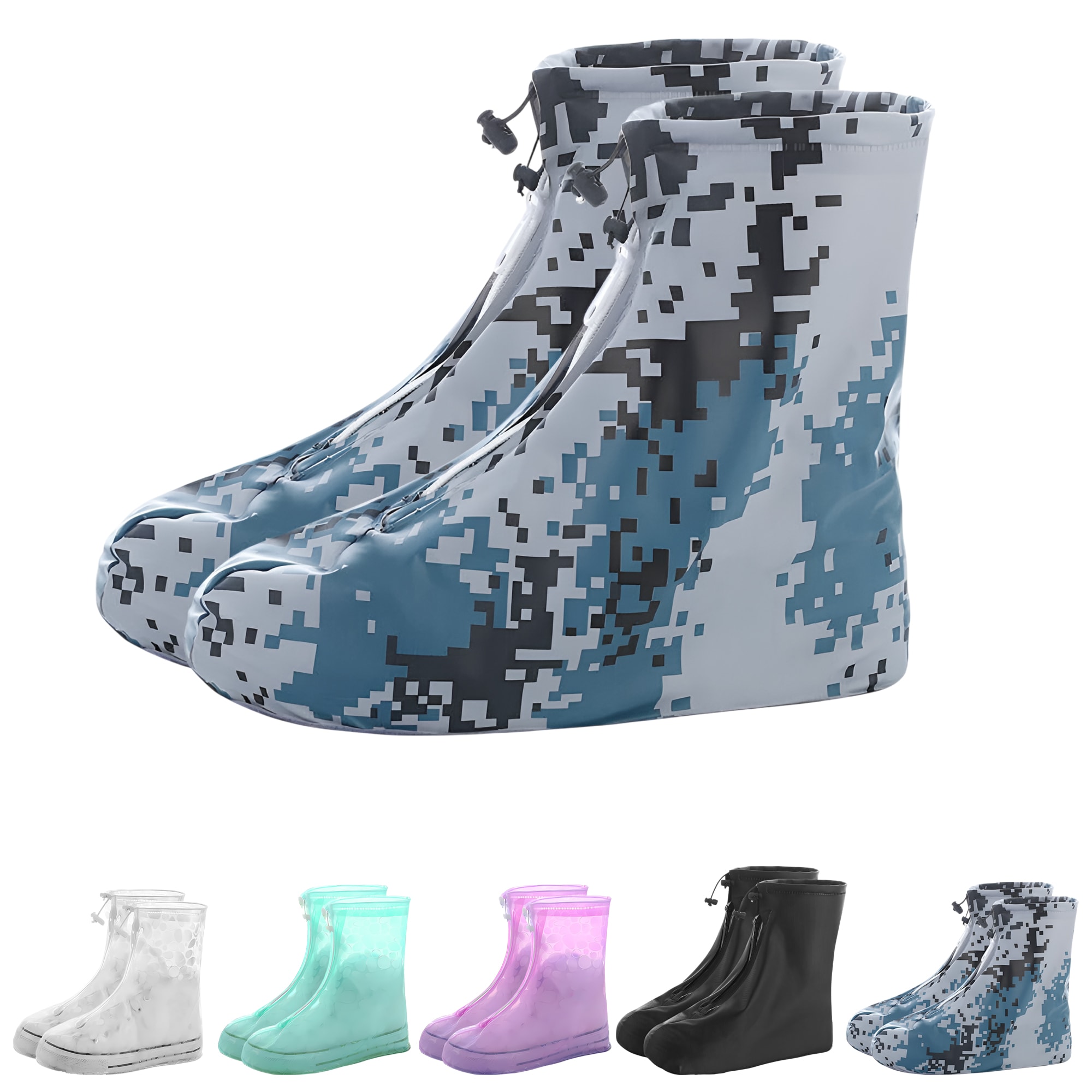 Unique Bargains Waterproof Shoe Covers Reusable Overshoes Non-Slip Rain ...