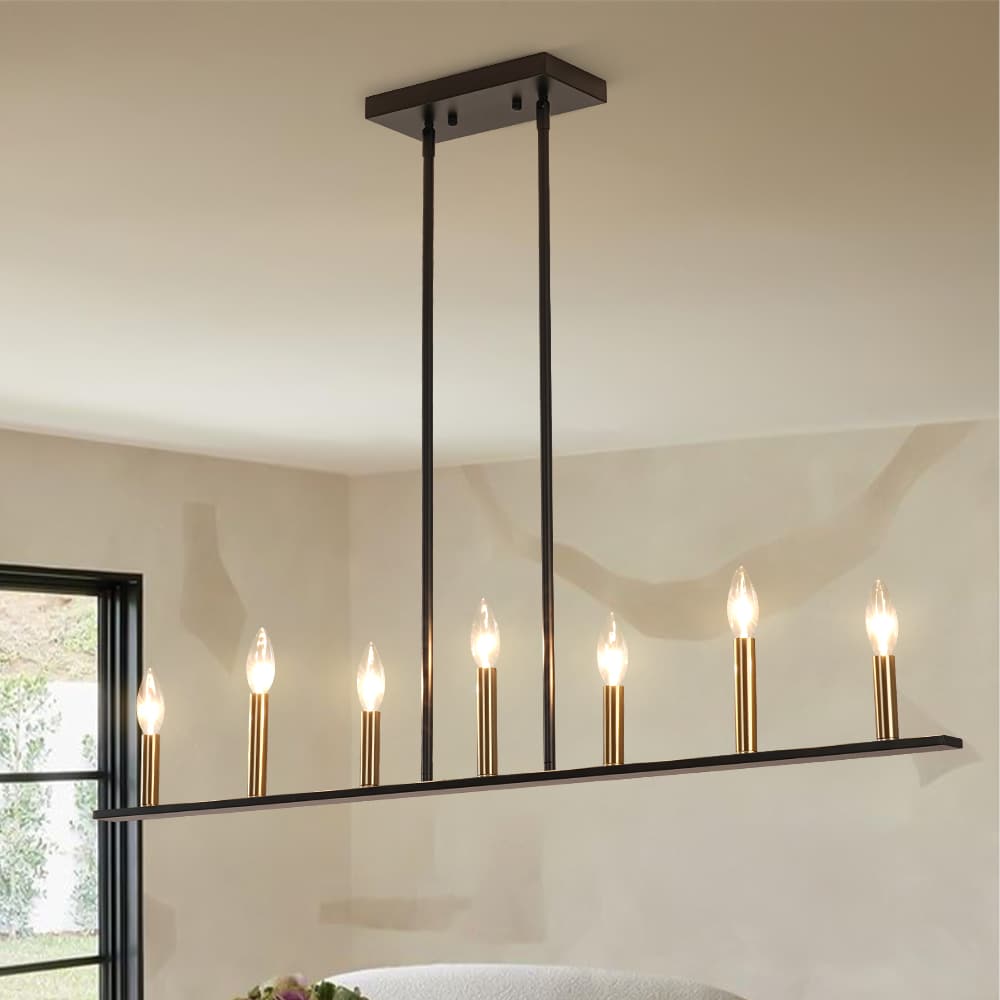 Zicbol 7 -Light Matte Black Metal Chandelier in the Chandeliers ...