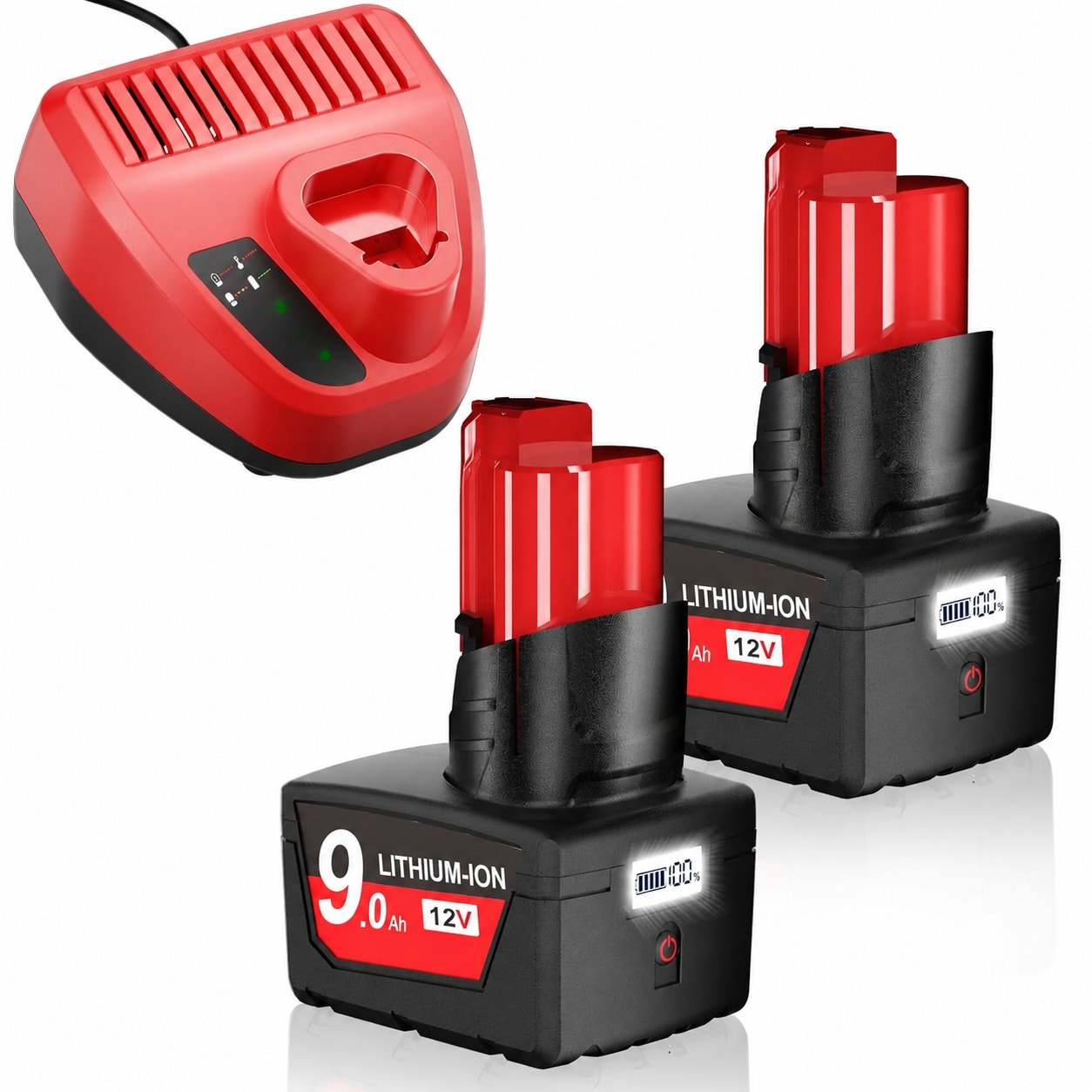 Lukvuzo Upgraded 2 pack 9Ah 12 volt power tool replacement with LCD ...