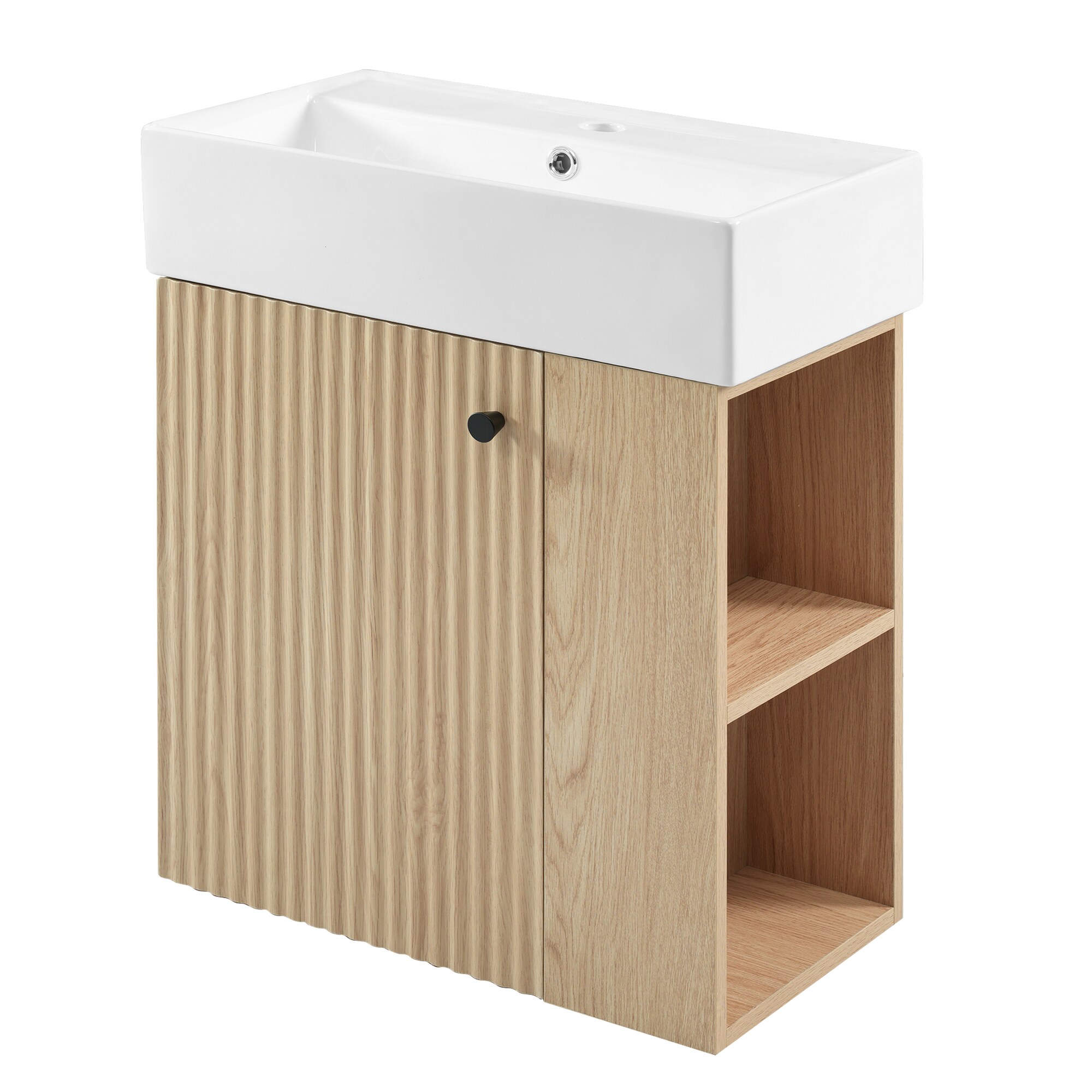 Wooakway 21.6 Inch Modern Floating Bathroom Vanity with Ceramic Basin ...