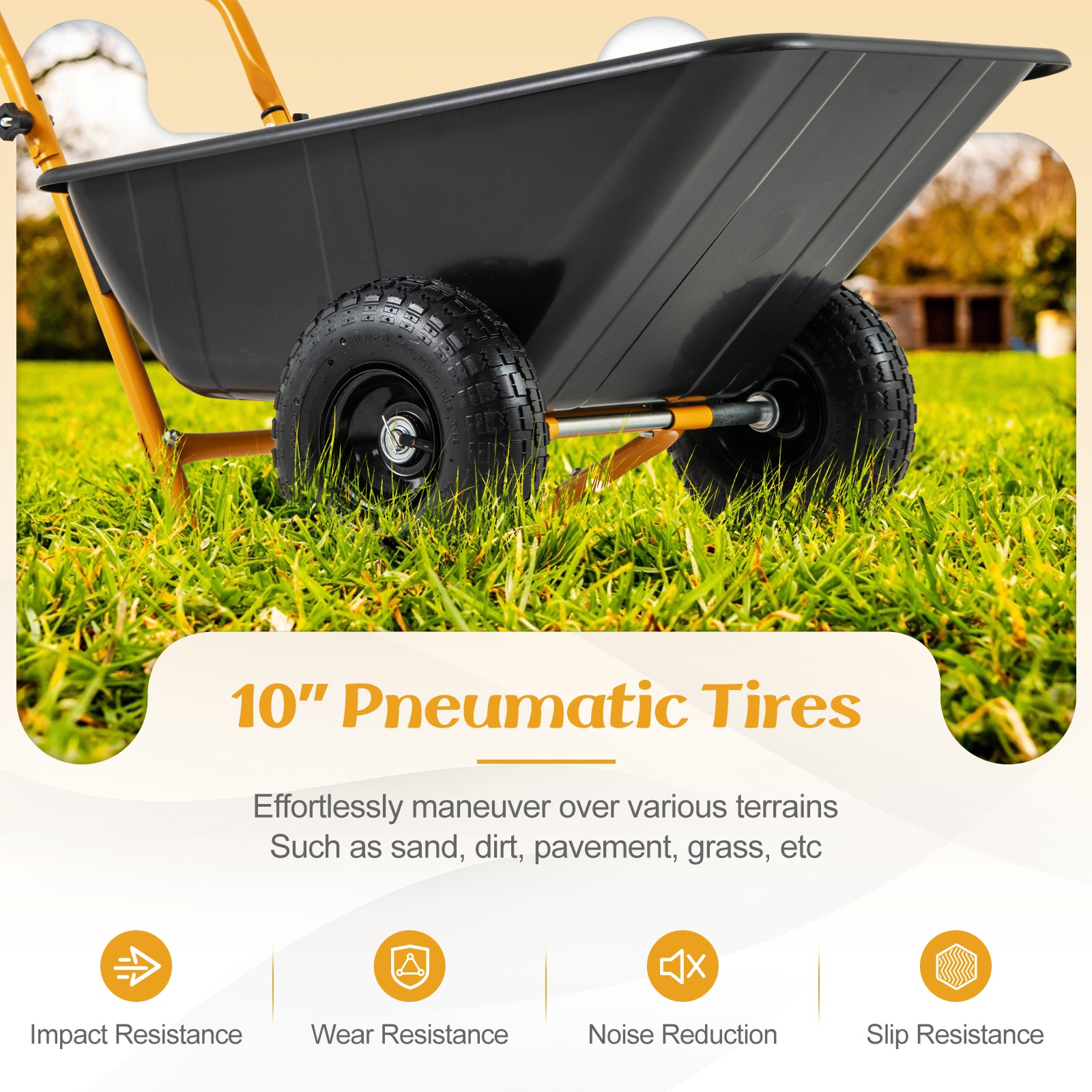 YERIVA 2.8-cu ft 1 Wheel Steel Push Wheelbarrow in the Wheelbarrows ...