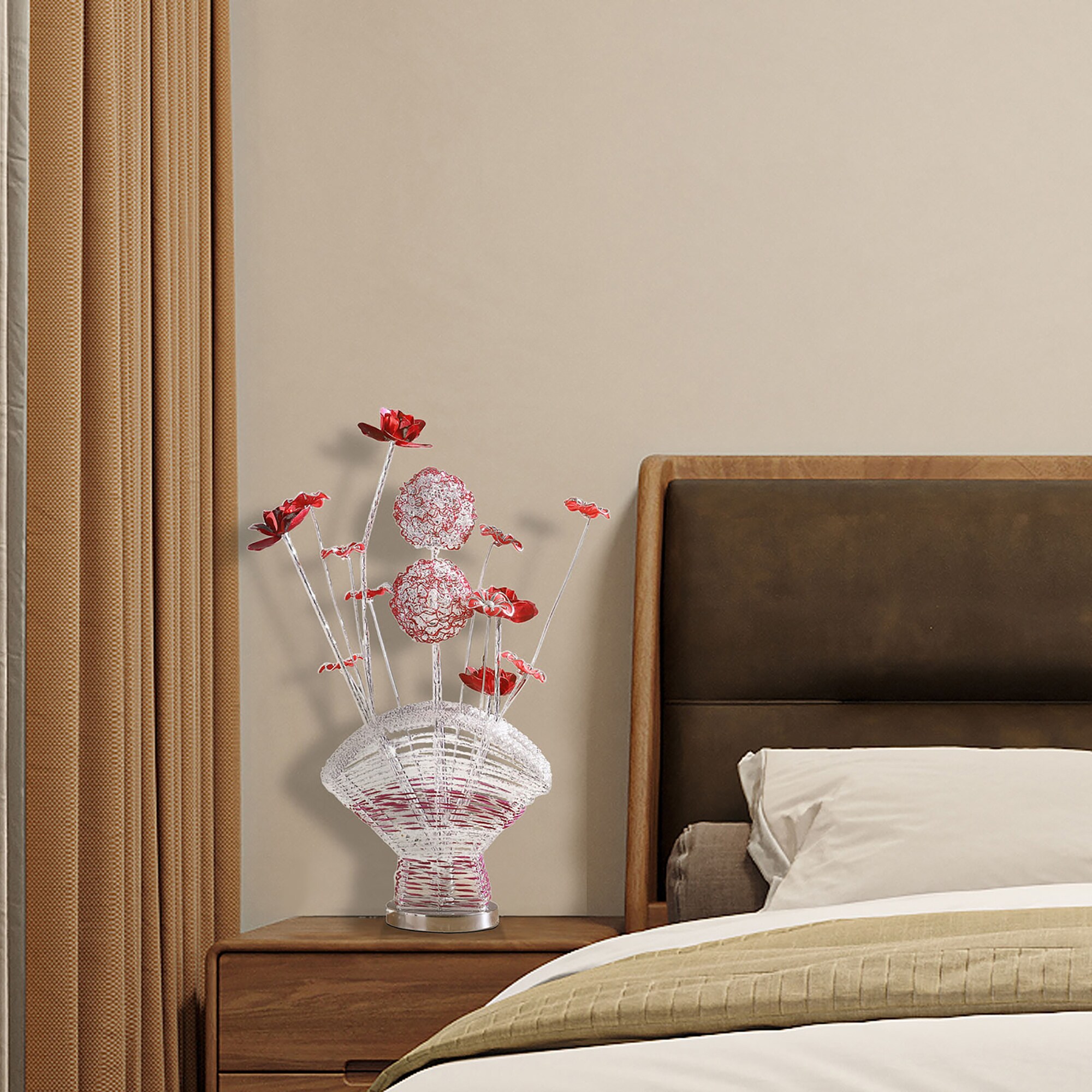 Tinyhomie Floral Aluminum Table Lamp Decorative Accent Bedroom Lighting ...