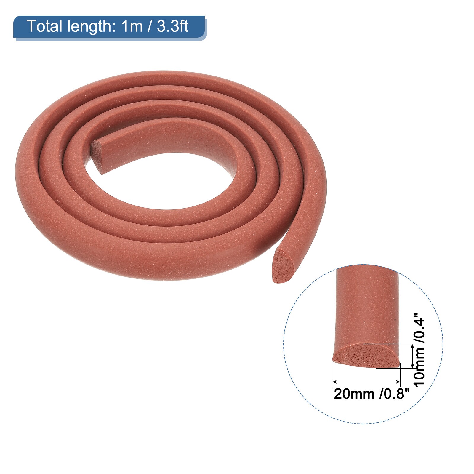 PATIKIL Silicone Foam Seal Strip 20mmx10mmx1m D Shape Seal Strip Backer ...