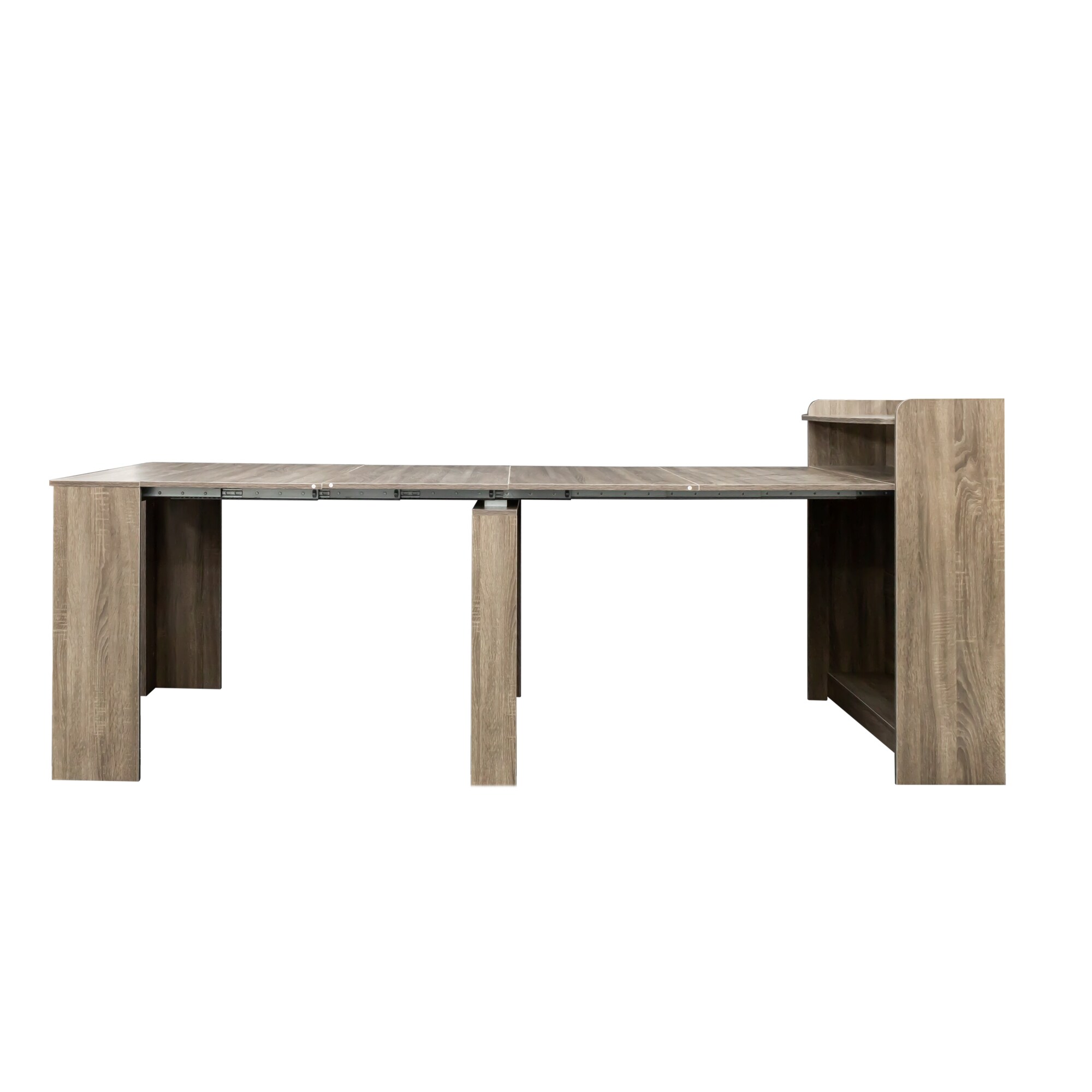 Clihome Modern Extendable Dining Table with Storage Brown Contemporary ...