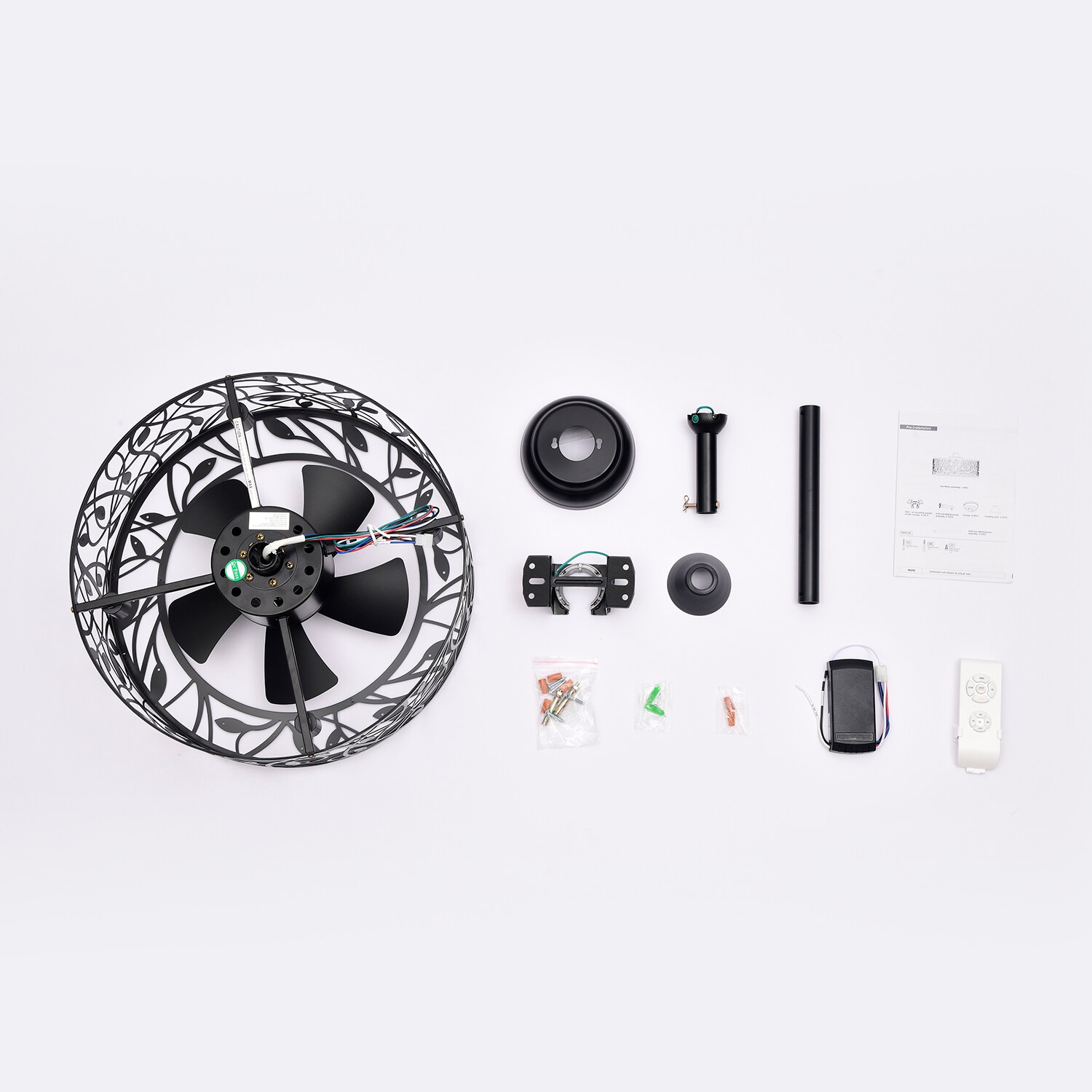 Bybafun 18-in Black with Finished Blades Indoor Downrod or Flush Mount ...