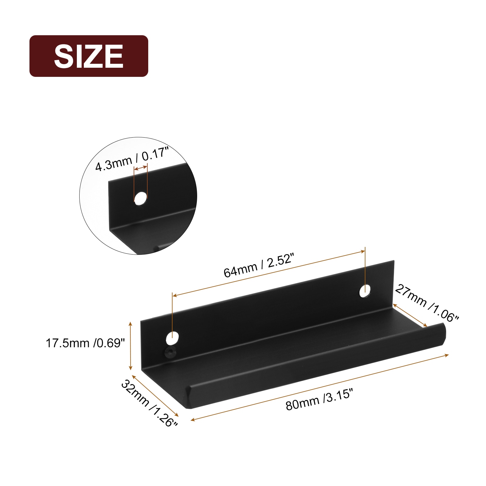 Unique Bargains Cabinet Finger Edge Pull 10pcs 80mm/3.15 Aluminum Alloy ...