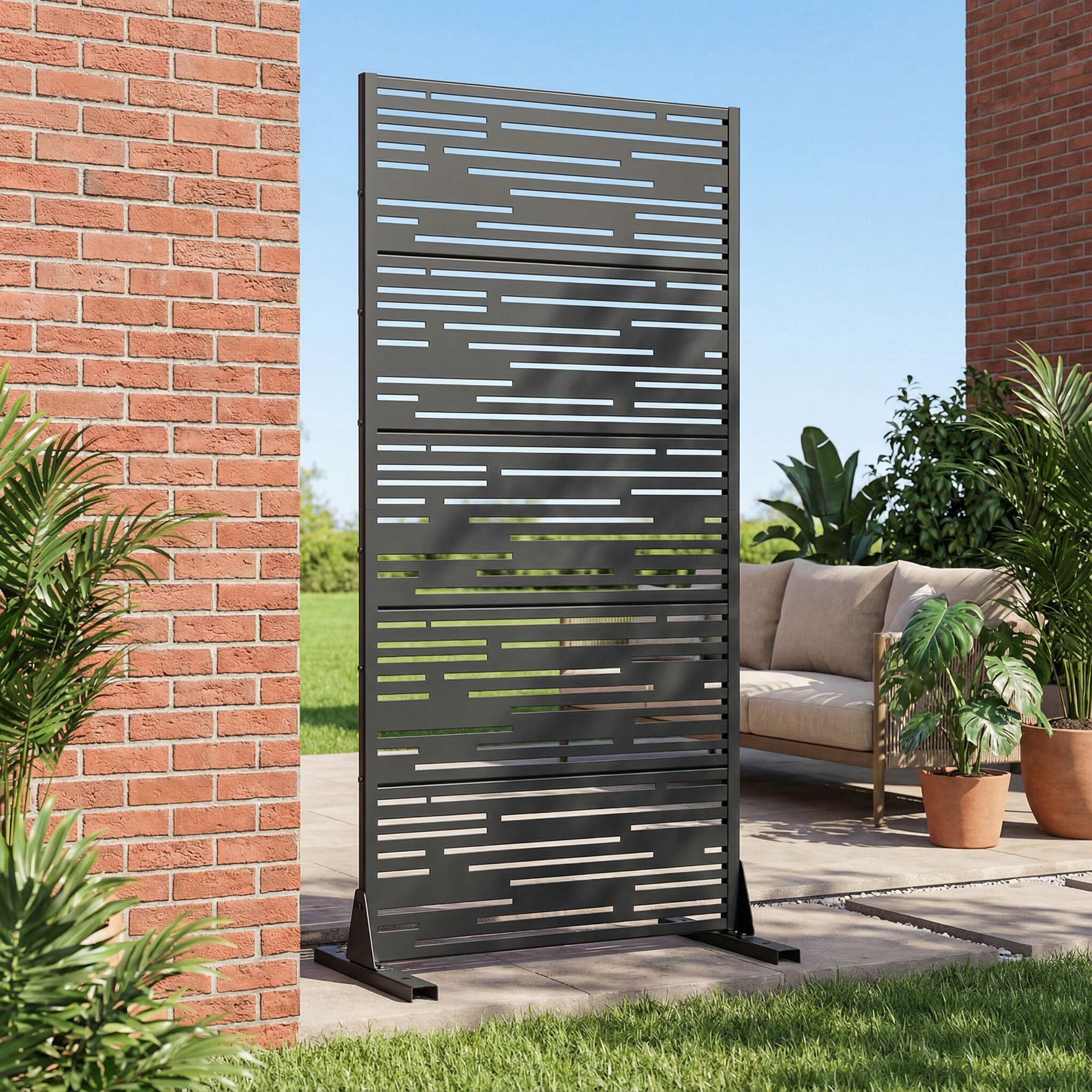 Dovelina 60-in H x 30-in W x 16-in D Metal Privacy Screen Fence Panel ...