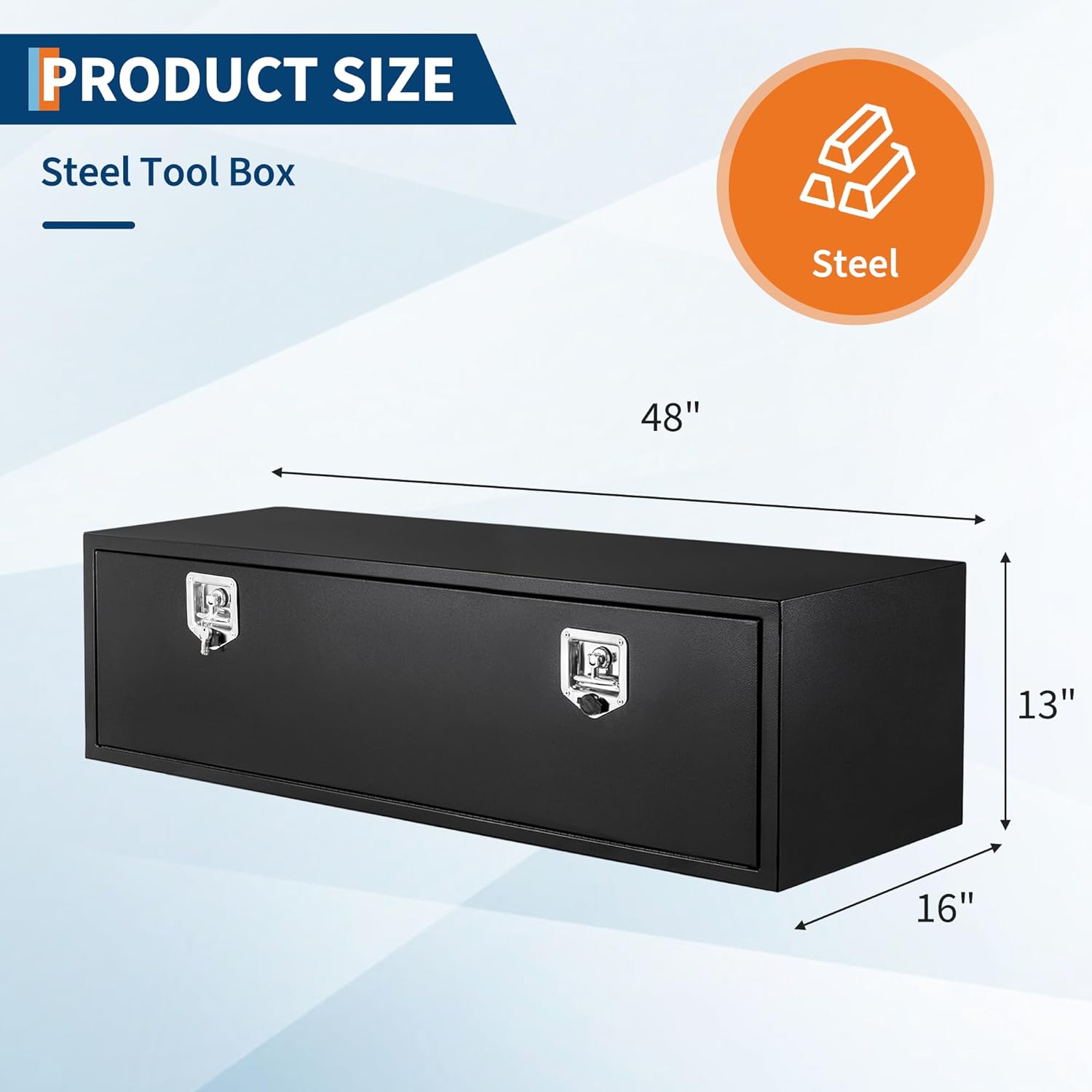 Garvee 48x16x13 In Steel Underbody Truck Tool Box Weatherproof T-Handle ...